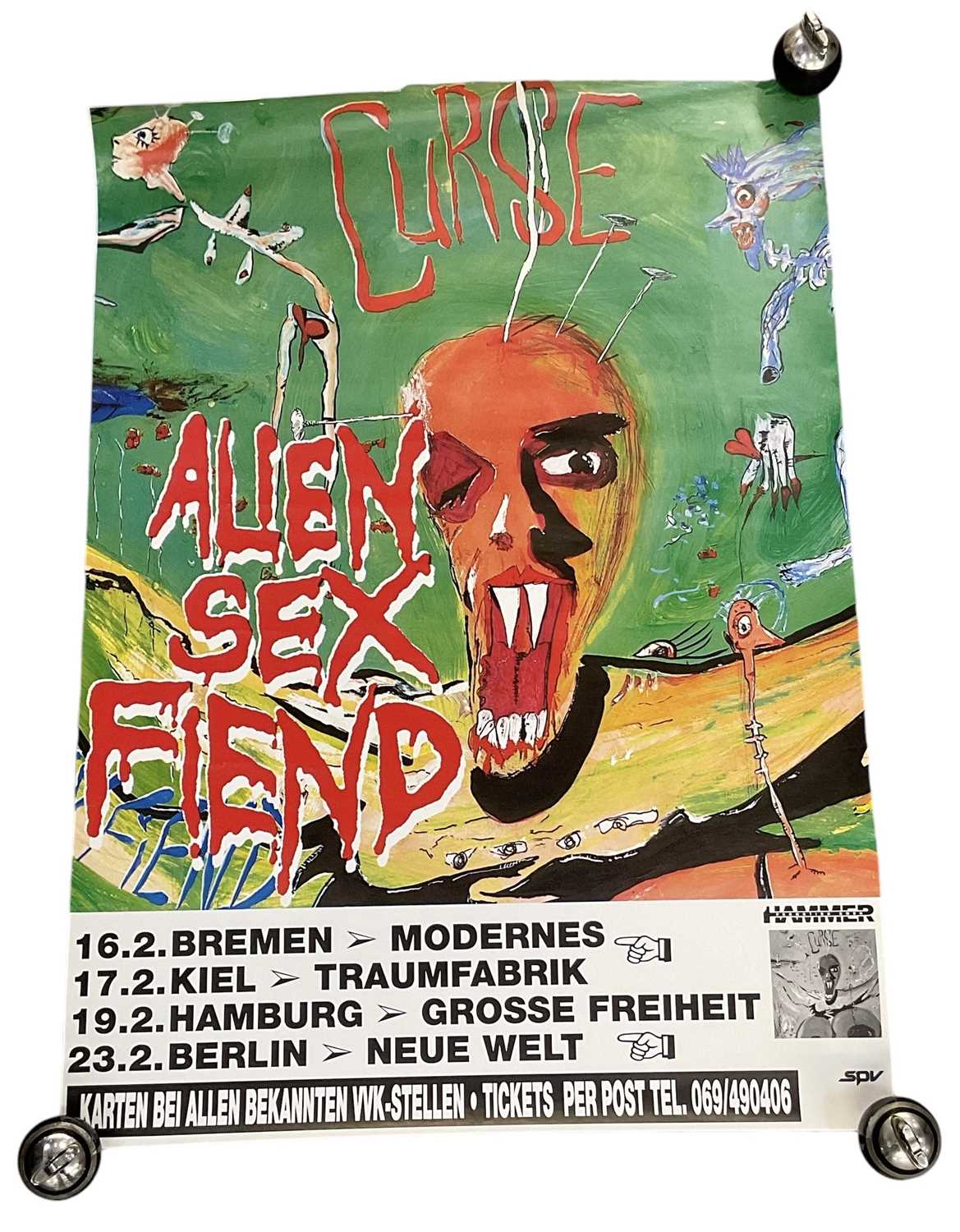 Lot 465 - A 1980s 'Alien Sex Fiend' poster, 80 x 60cm.