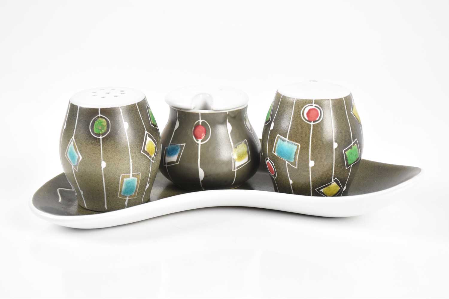 Lot 2705 - DENBY; a cloisonne pattern three piece