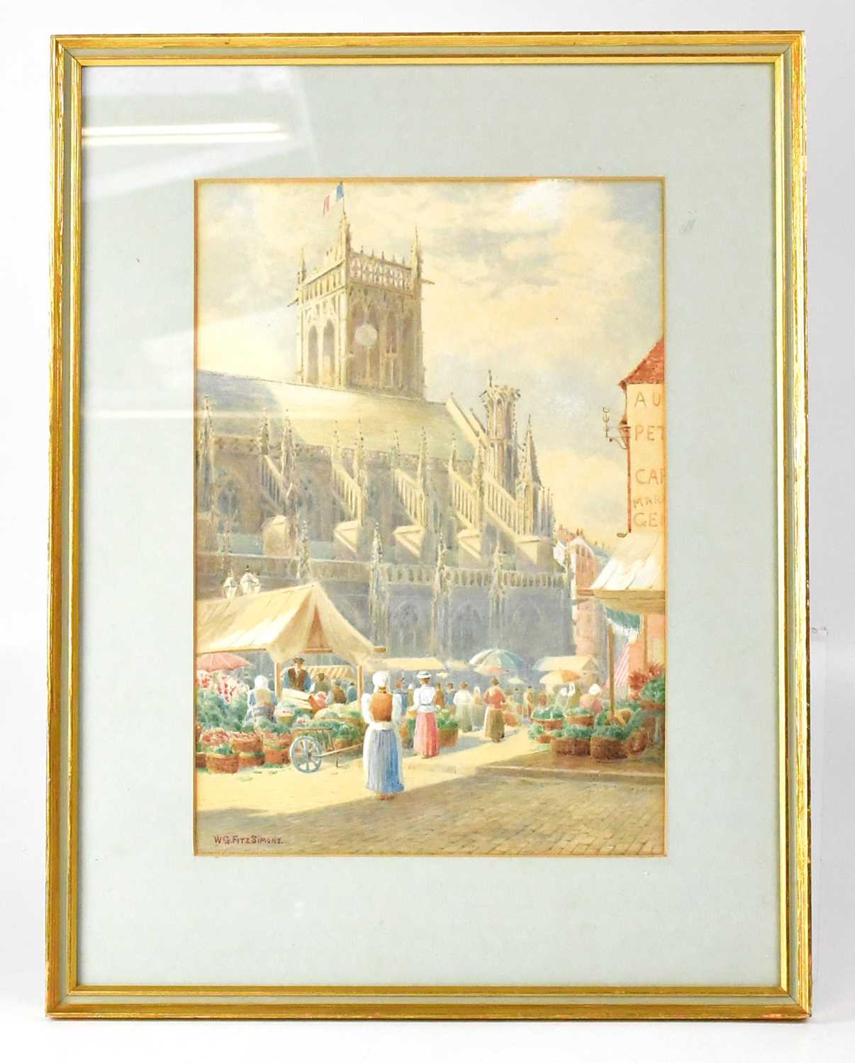 Lot 650 - W G FITZSIMONS; watercolour, street market