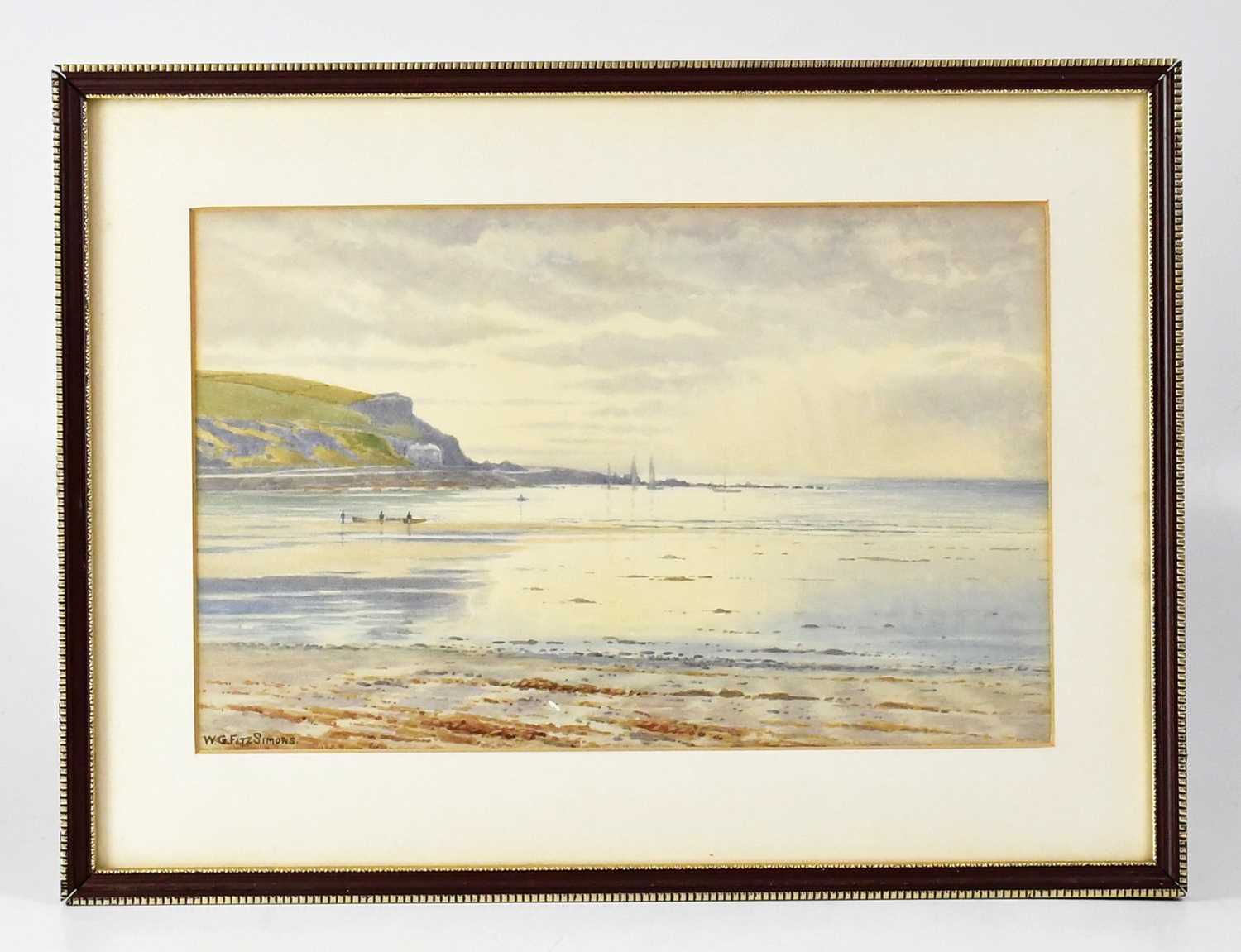 Lot 384 - W. G. FITZSIMONS; watercolour, coastal scene