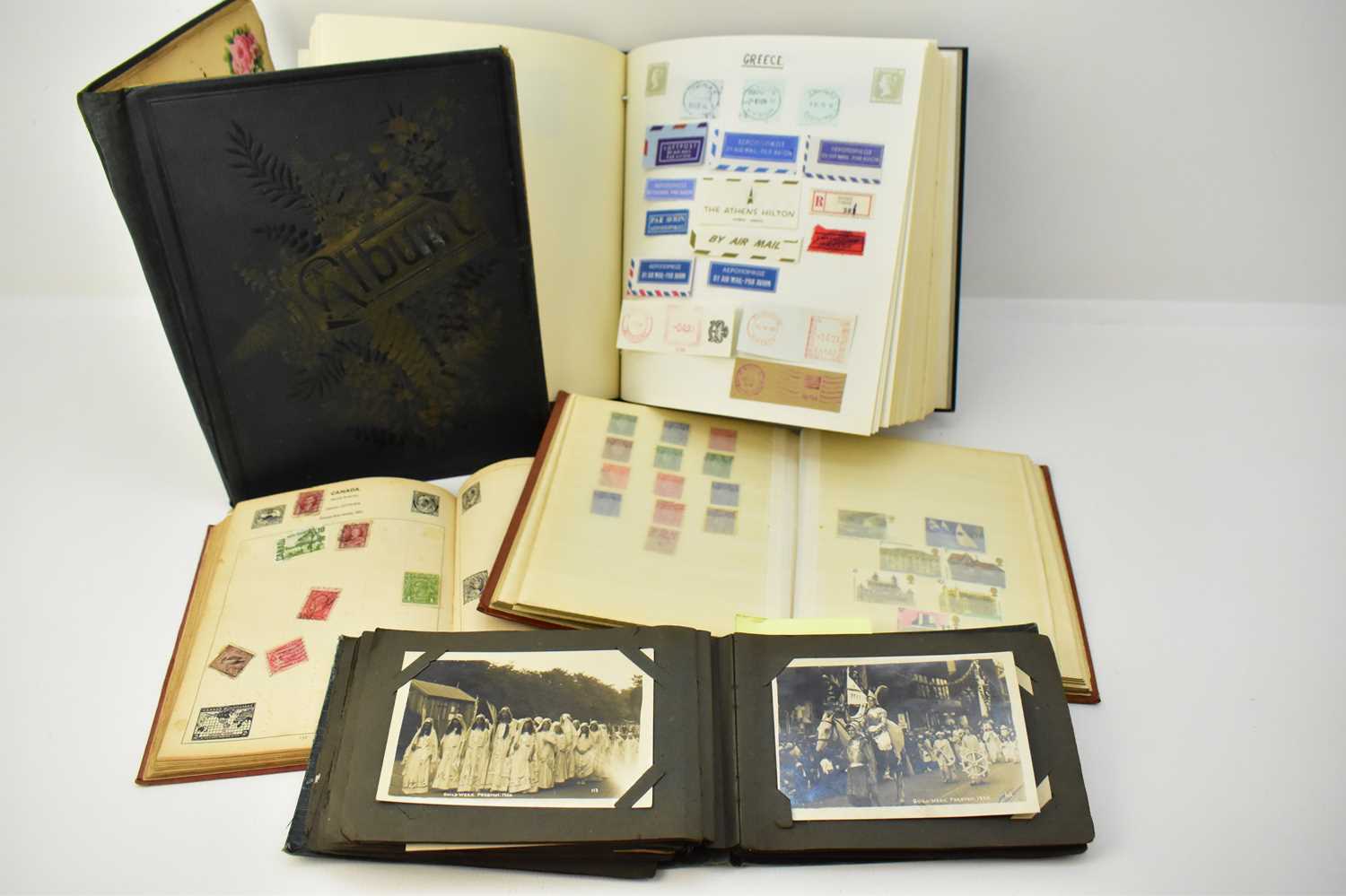 Lot 458 - Three world stamp albums, a Victorian scrap