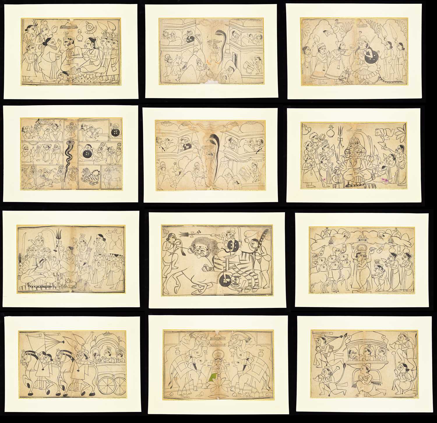 Lot 2352 - A set of twelve Indian Bundi drawings, each