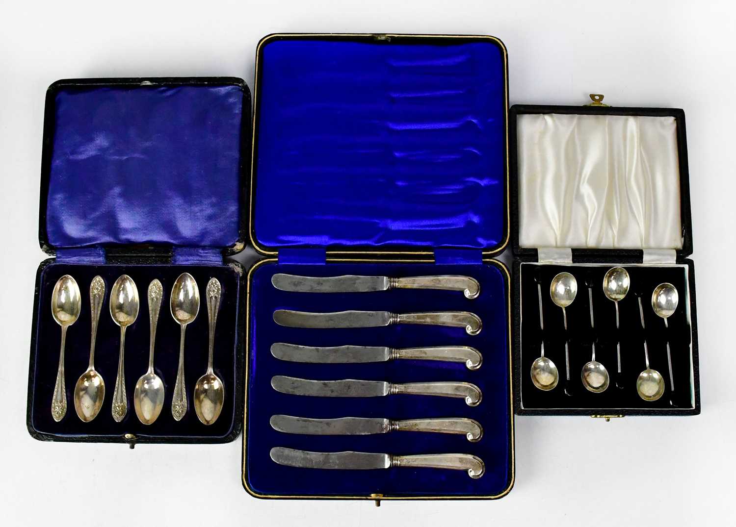 Lot 922 - Three cased sets of hallmarked silver