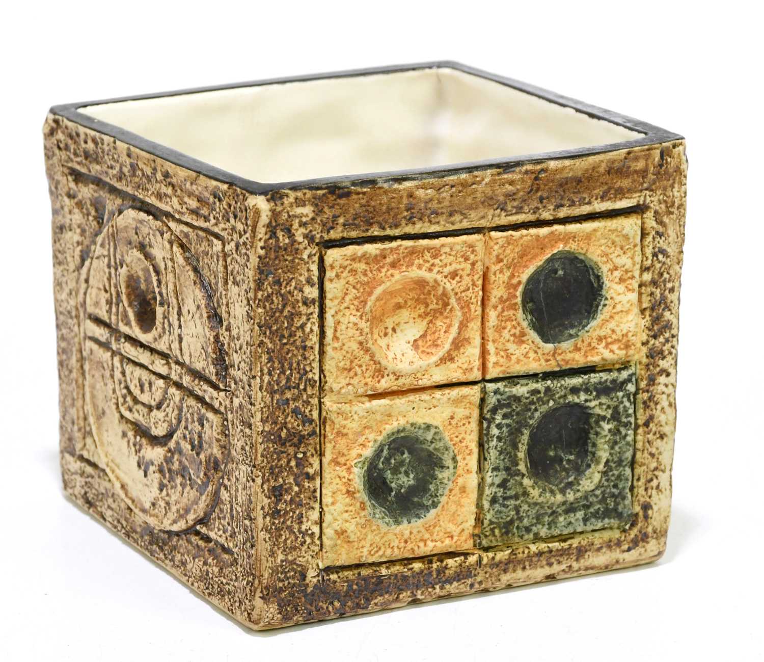 Lot 313 - AVRIL BENNETT FOR TROIKA POTTERY; a cube