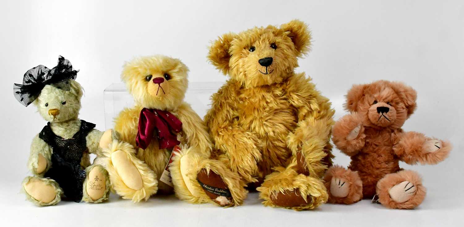 Lot 345 - Four collectible teddy bears, comprising a