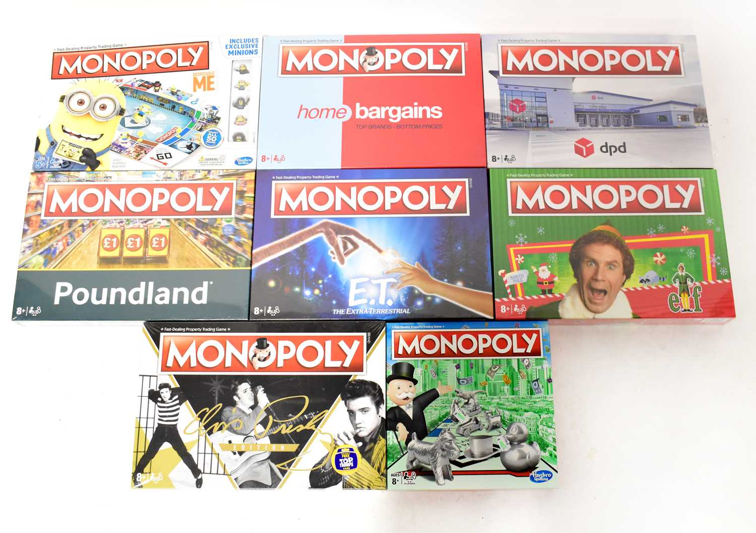 Lot 424 - MONOPOLY; eight boxed boardgames, comprising