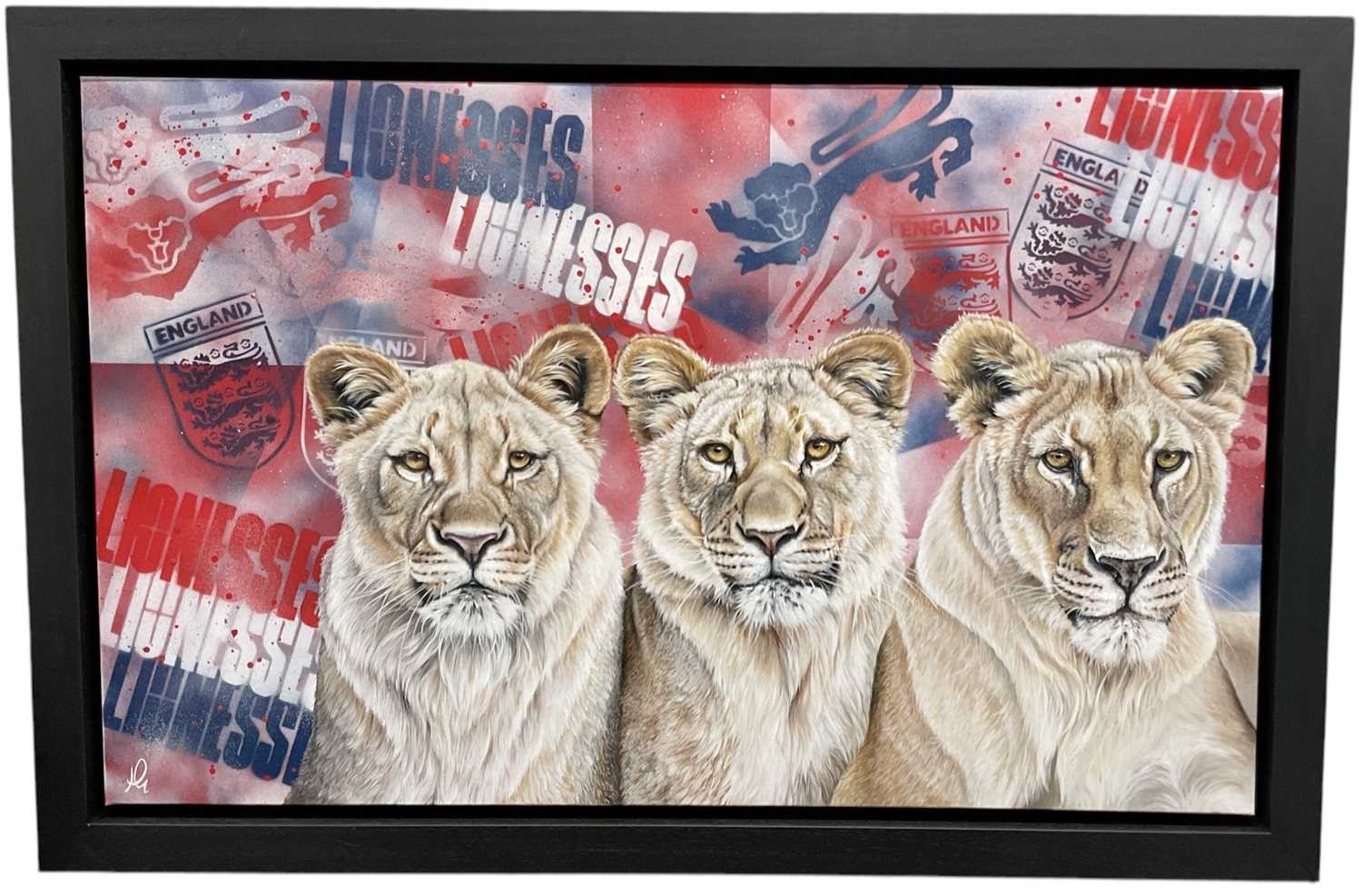 Lot 246 - HAYLEY GOODHEAD; oil on canvas, 'Lionesses',
