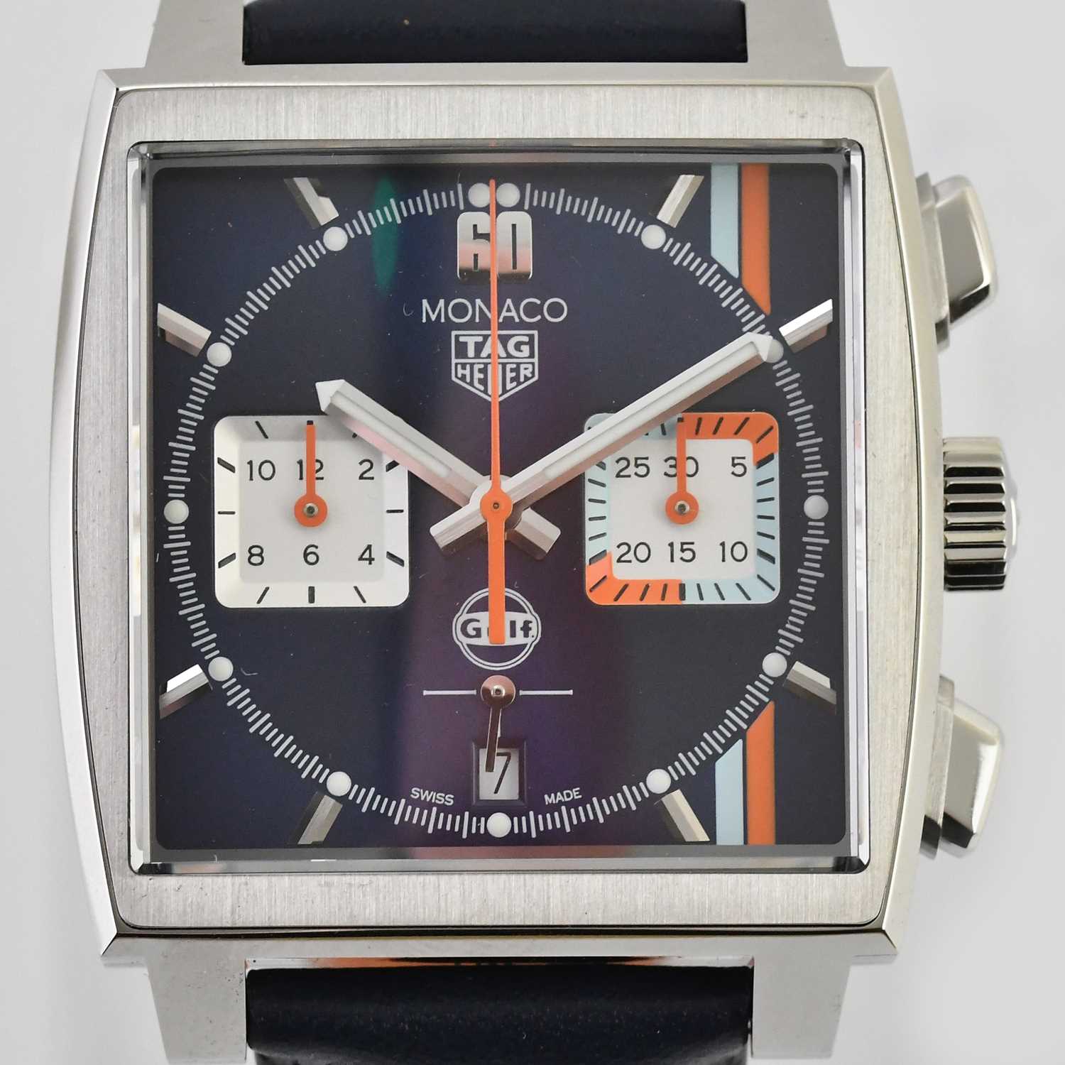 Lot 55 - TAG HEUER; a special edition Monaco Gulf,