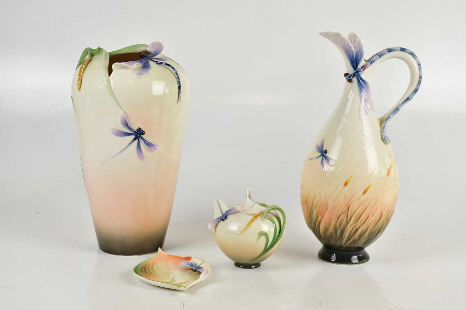 Lot 1520 - FRANZ; four pieces of 'Dragonfly' pottery