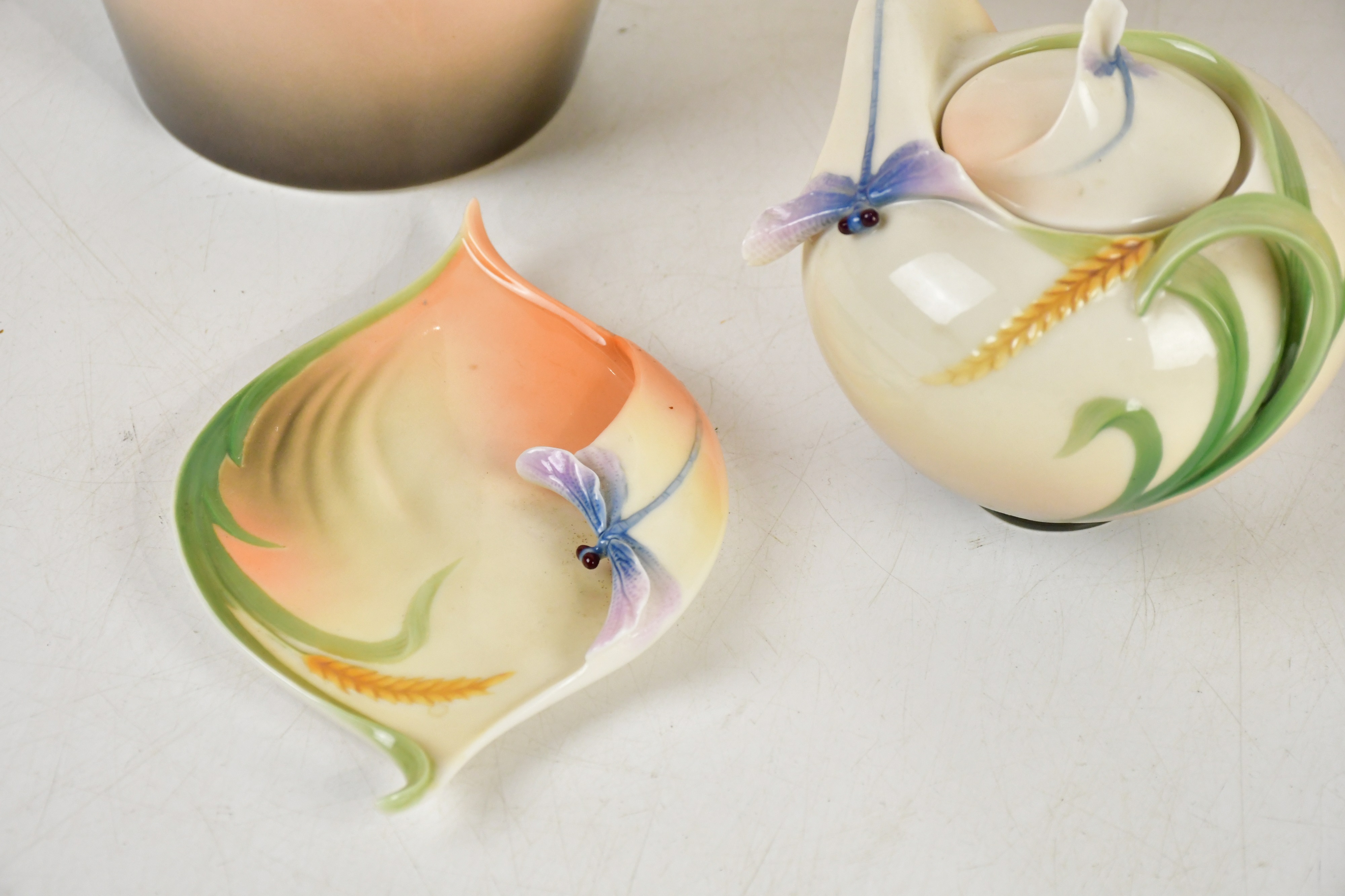 Lot 1520 - FRANZ; four pieces of 'Dragonfly' pottery