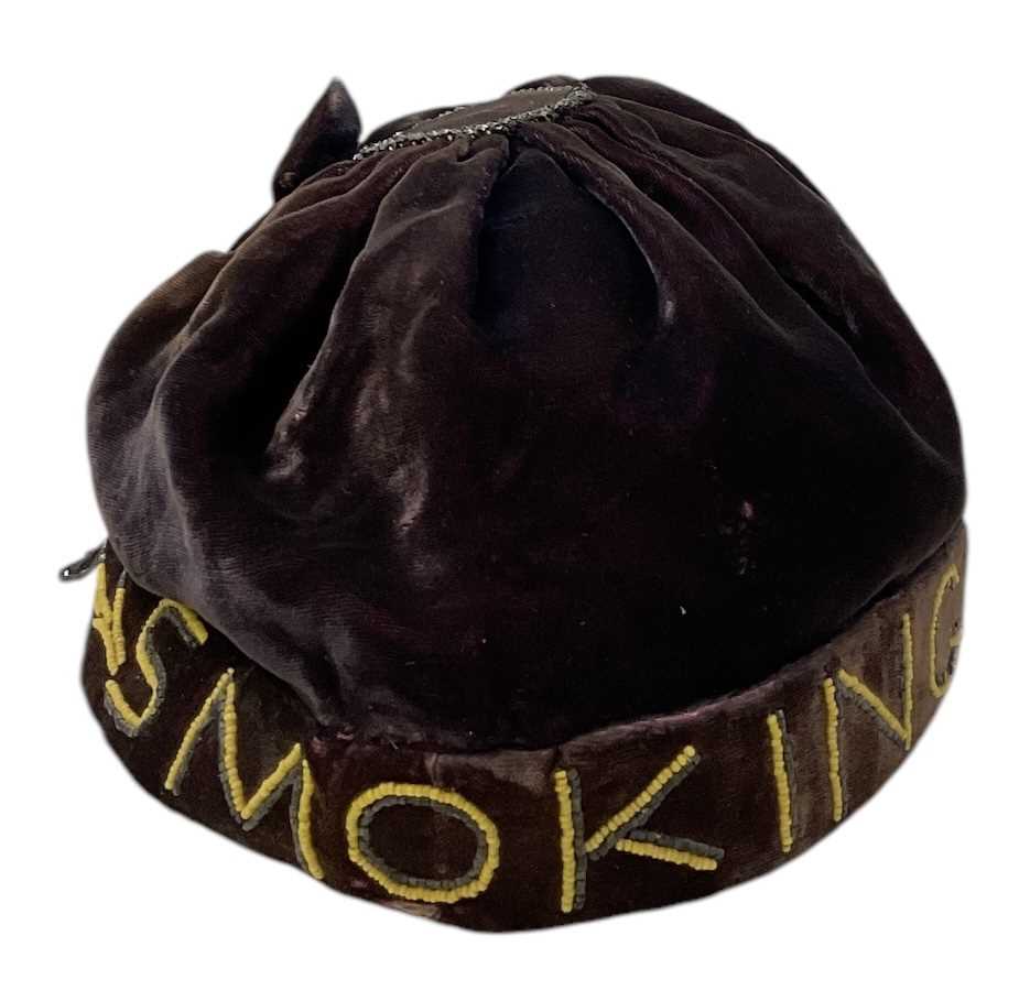 Lot 372 - An Edwardian silk smoking hat, with beaded