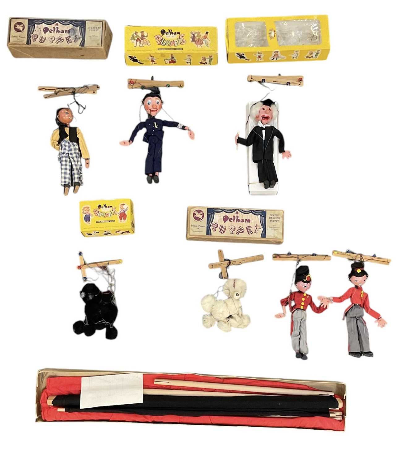 Lot 509 - PELHAM PUPPETS; six boxed puppets comprising