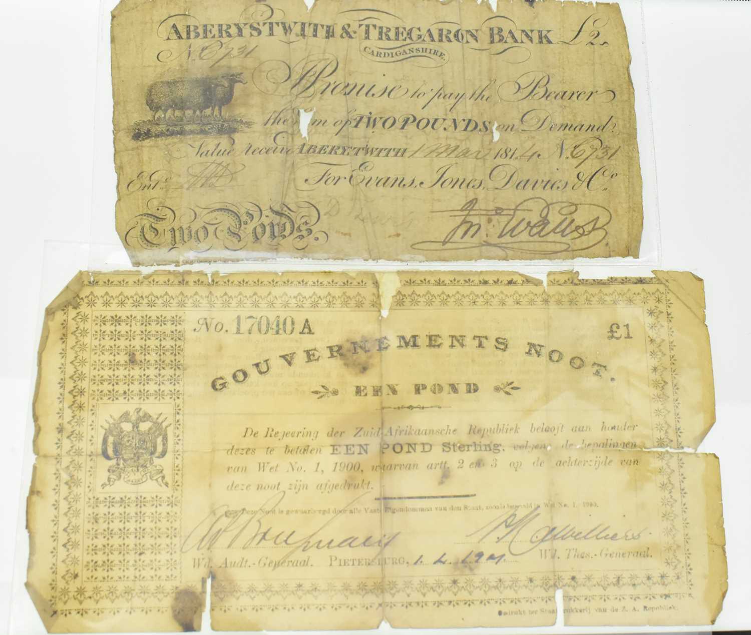 Lot 699 - Two antique banknotes comprising an 1814