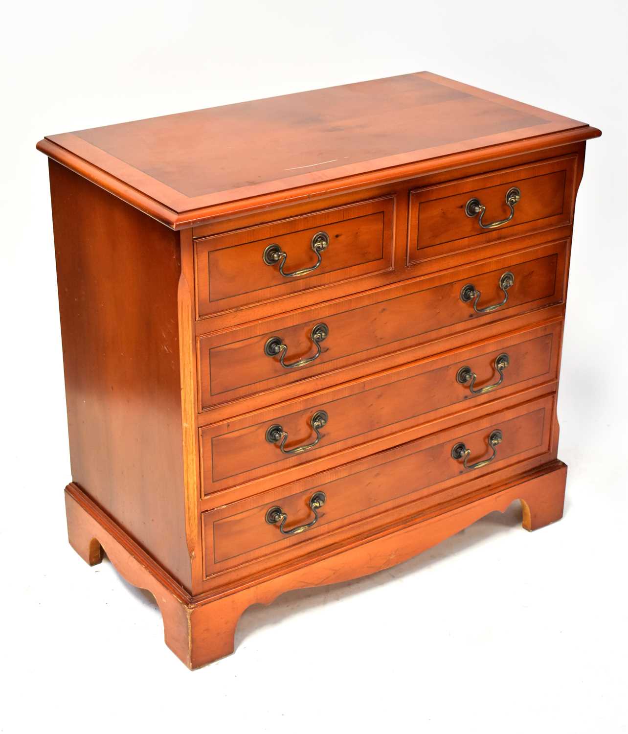 Lot 44 - A reproduction yew wood crossbanded and line