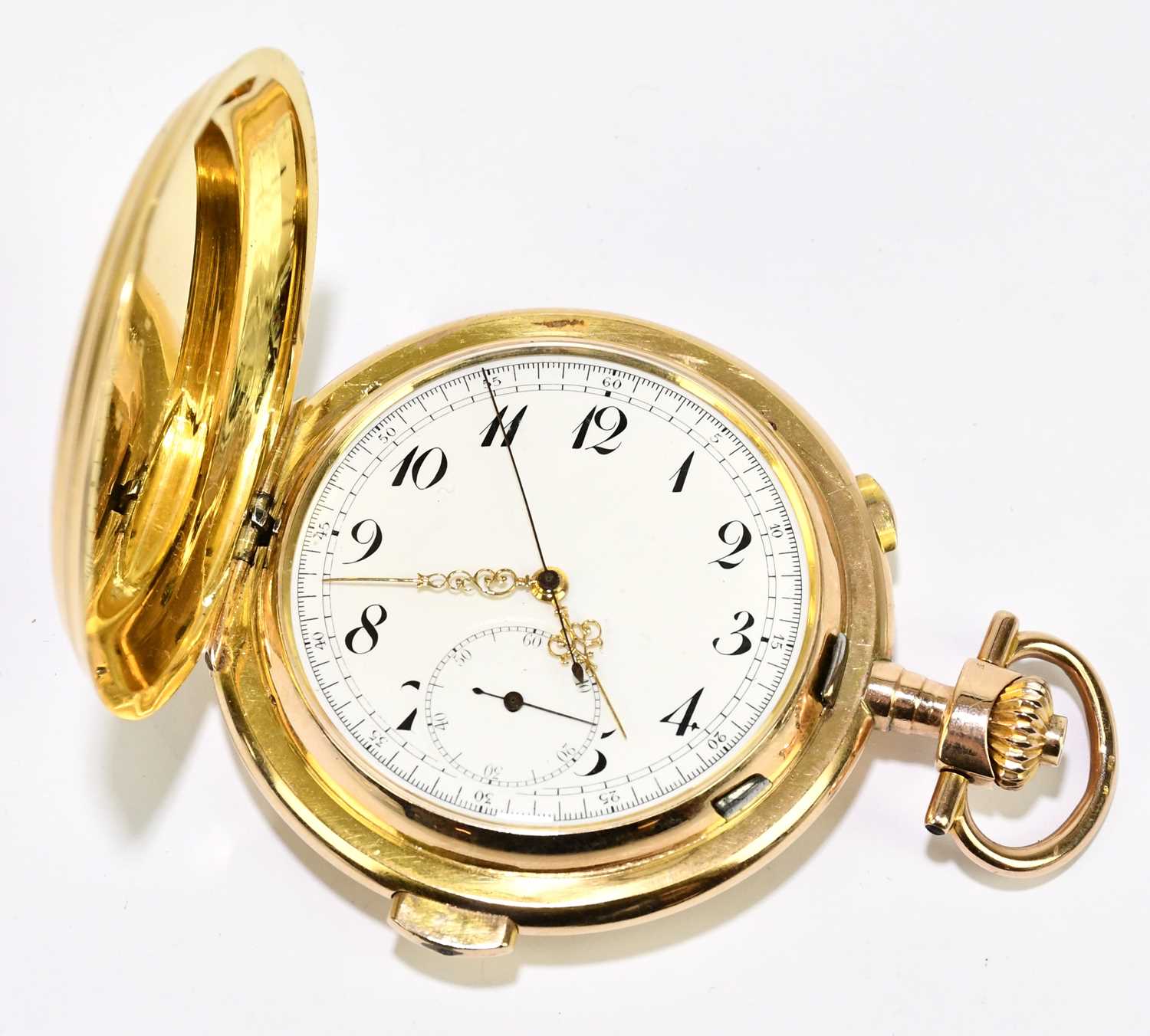 Lot 1751 - A 14ct Swiss yellow gold full Hunter crown