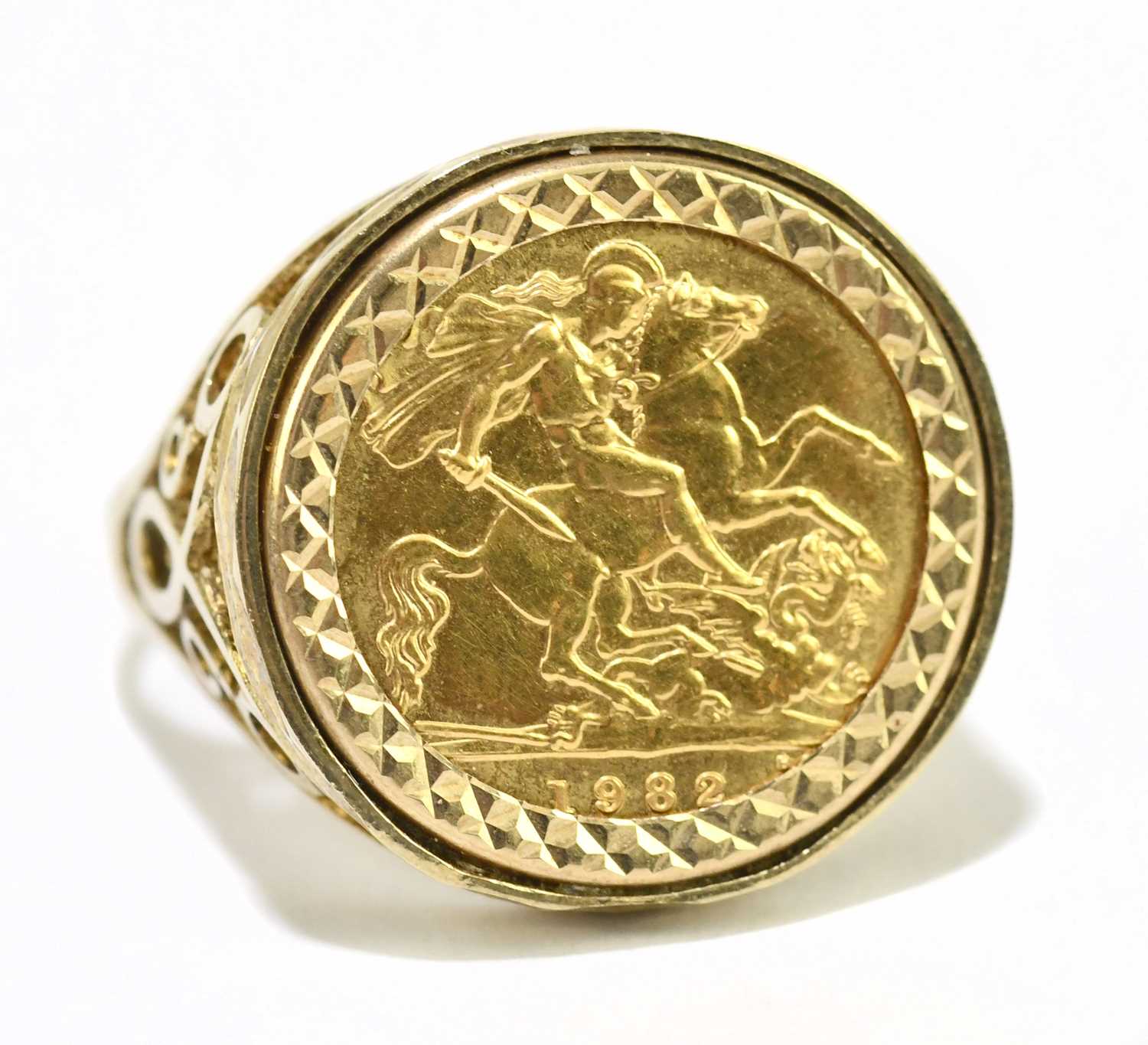 Lot 2177 - An Elizabeth II half sovereign ring, 1982,