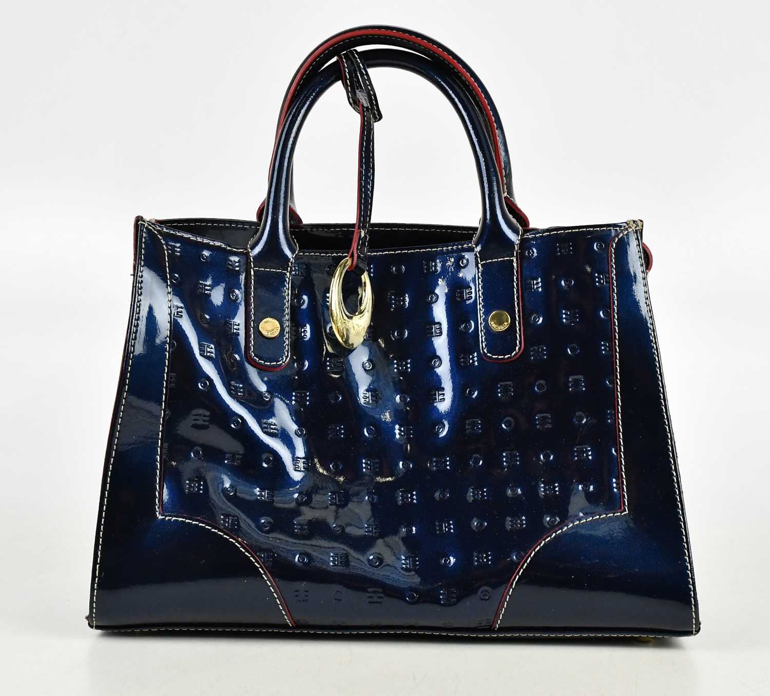 Lot 667 - ARCADIA; a navy blue embossed patent leather