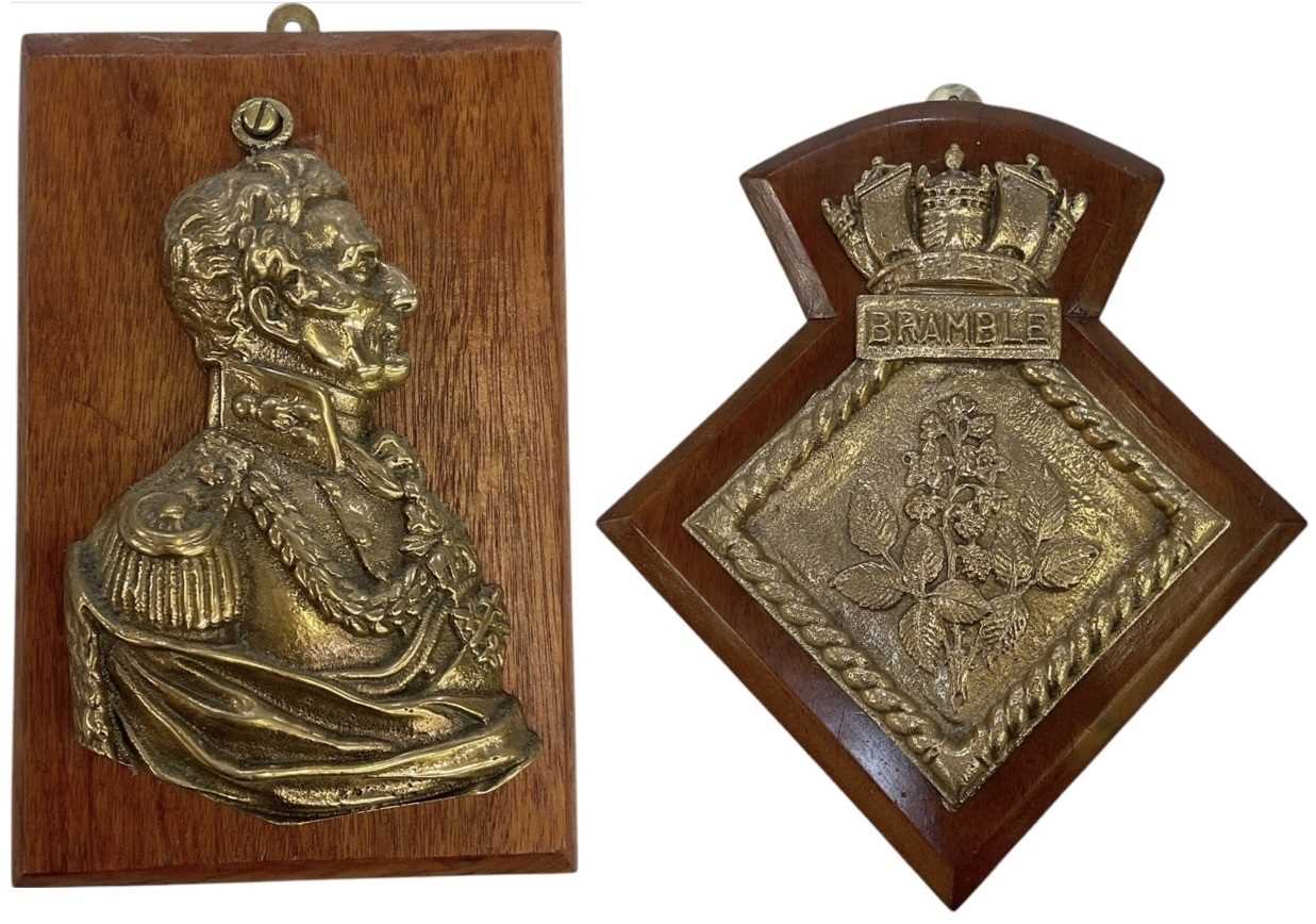 Lot 395 - An early 20th century brass boat badge, 'HMS