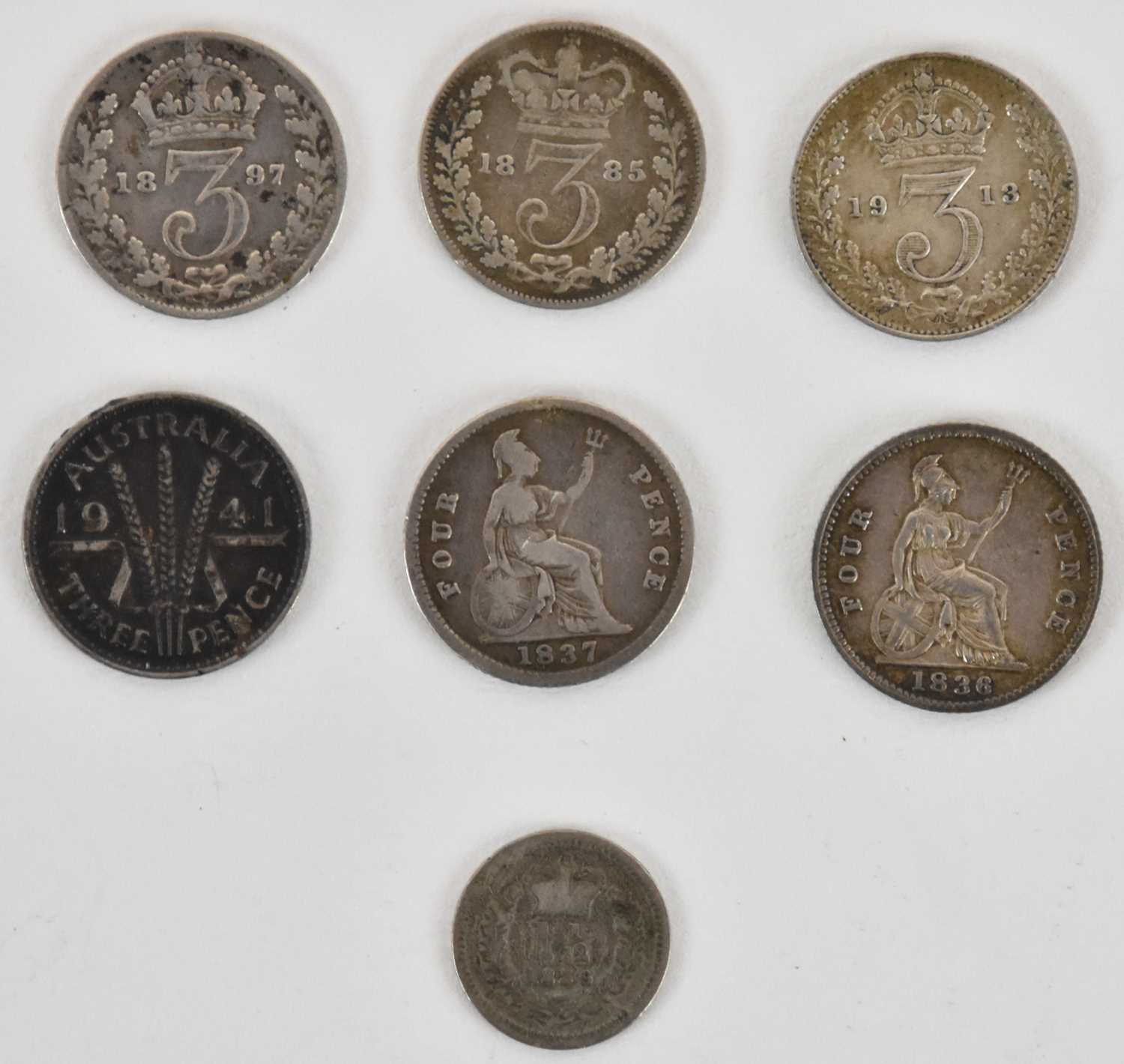 Lot 1431 - Seven silver coins, mostly 19th century and