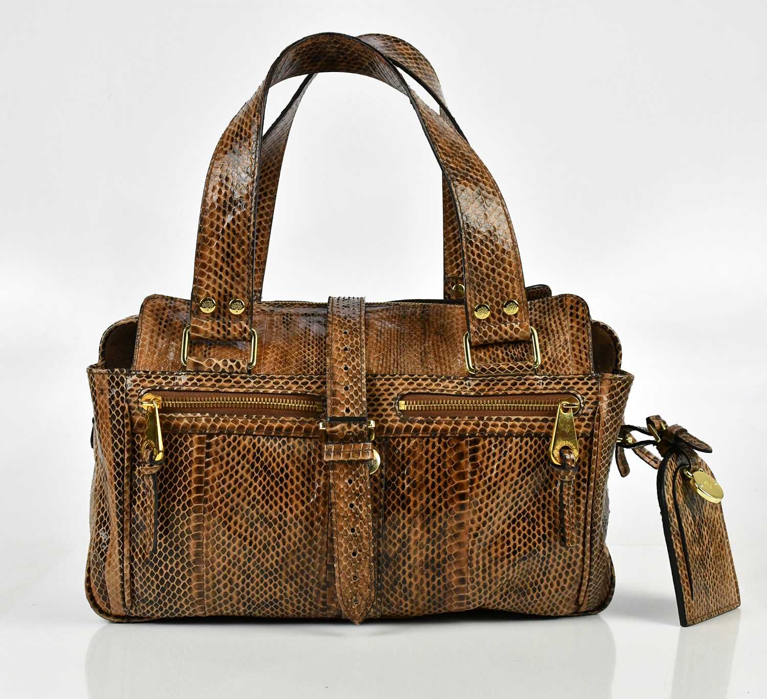 Lot 641 - MULBERRY; a brown snakeskin leather Mabel