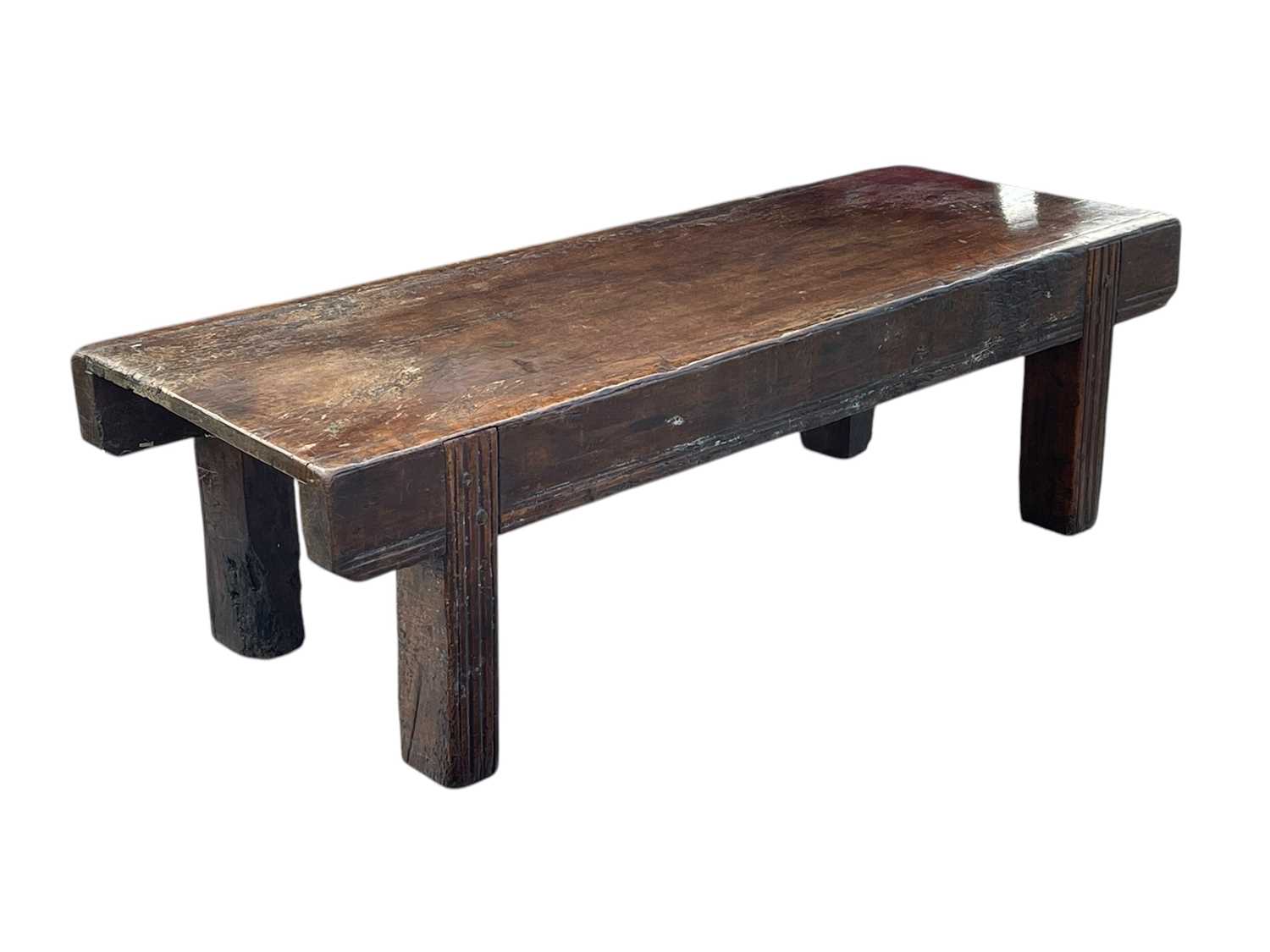Lot 2092 - An antique rustic oak low coffee table,