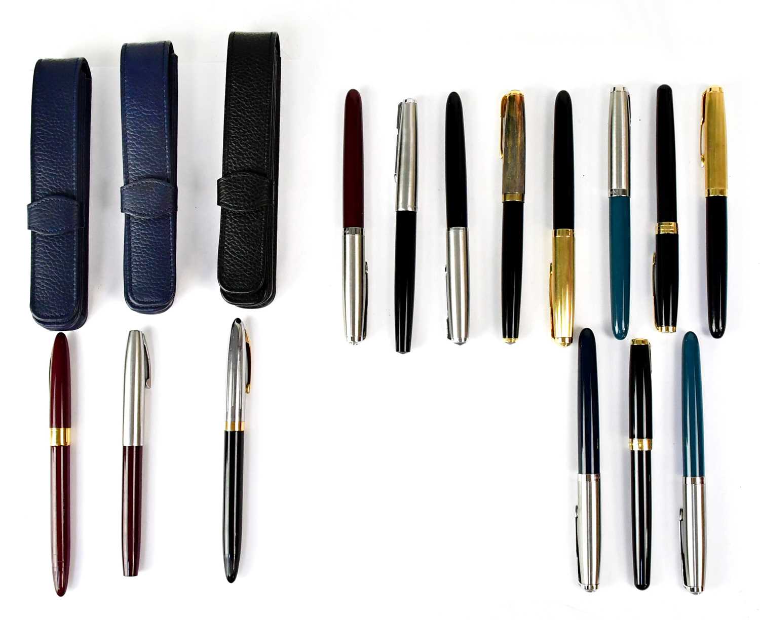 Lot 358 - PARKER; eleven loose fountain pens and three