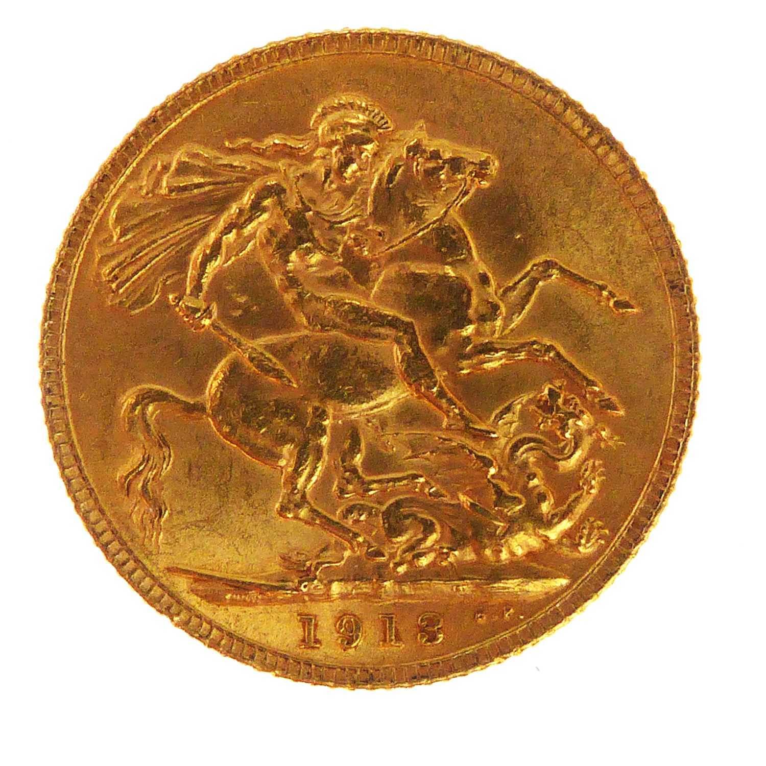 Lot 932 - A George V 1913 sovereign, George & Dragon,