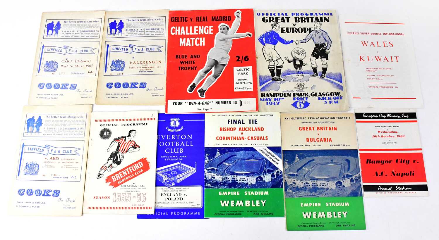Lot 834 - Ten football programmes from 1940s to 1960s,