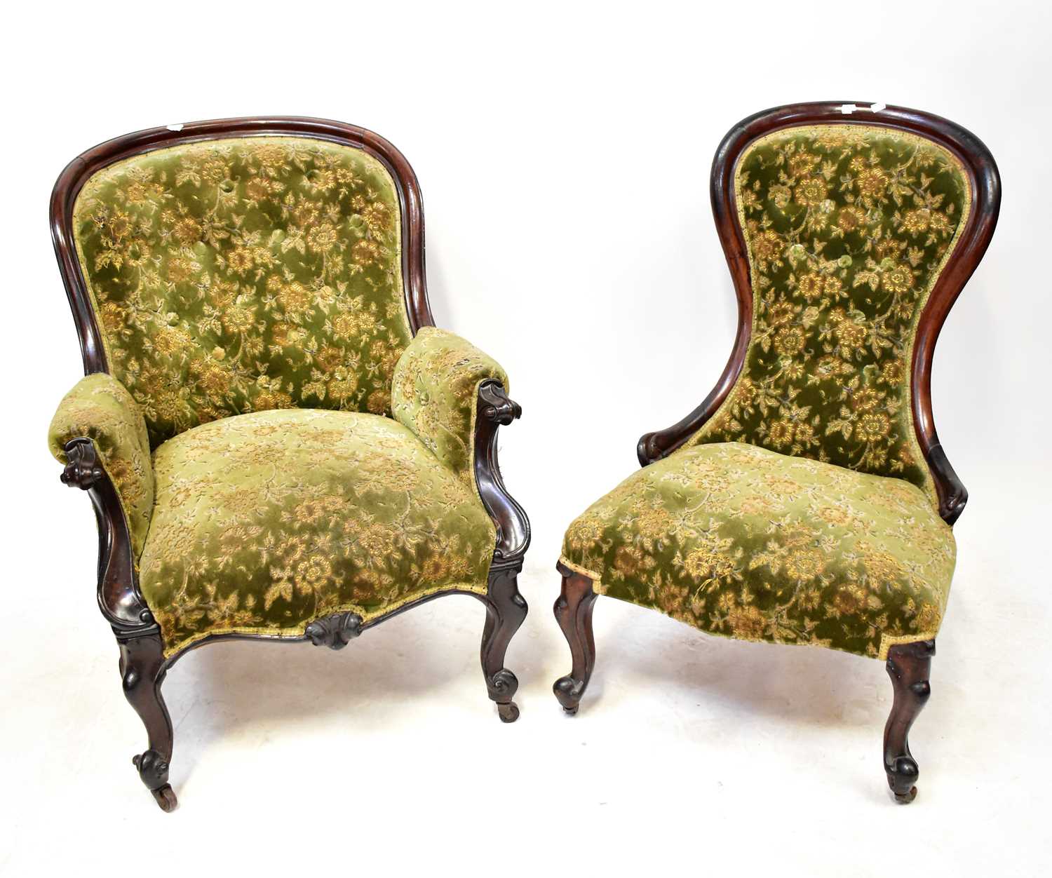 Lot 28 - A Victorian mahogany spoon-back parlour chair