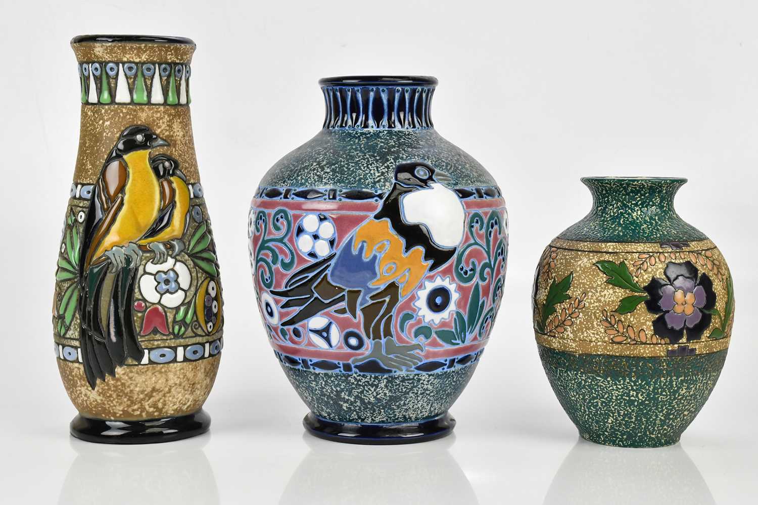 Lot 572 - AMPHORA; three art pottery vases including a