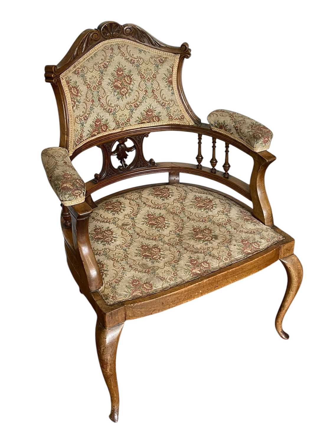 Lot 2201 - An Edwardian walnut armchair, height 92cm.