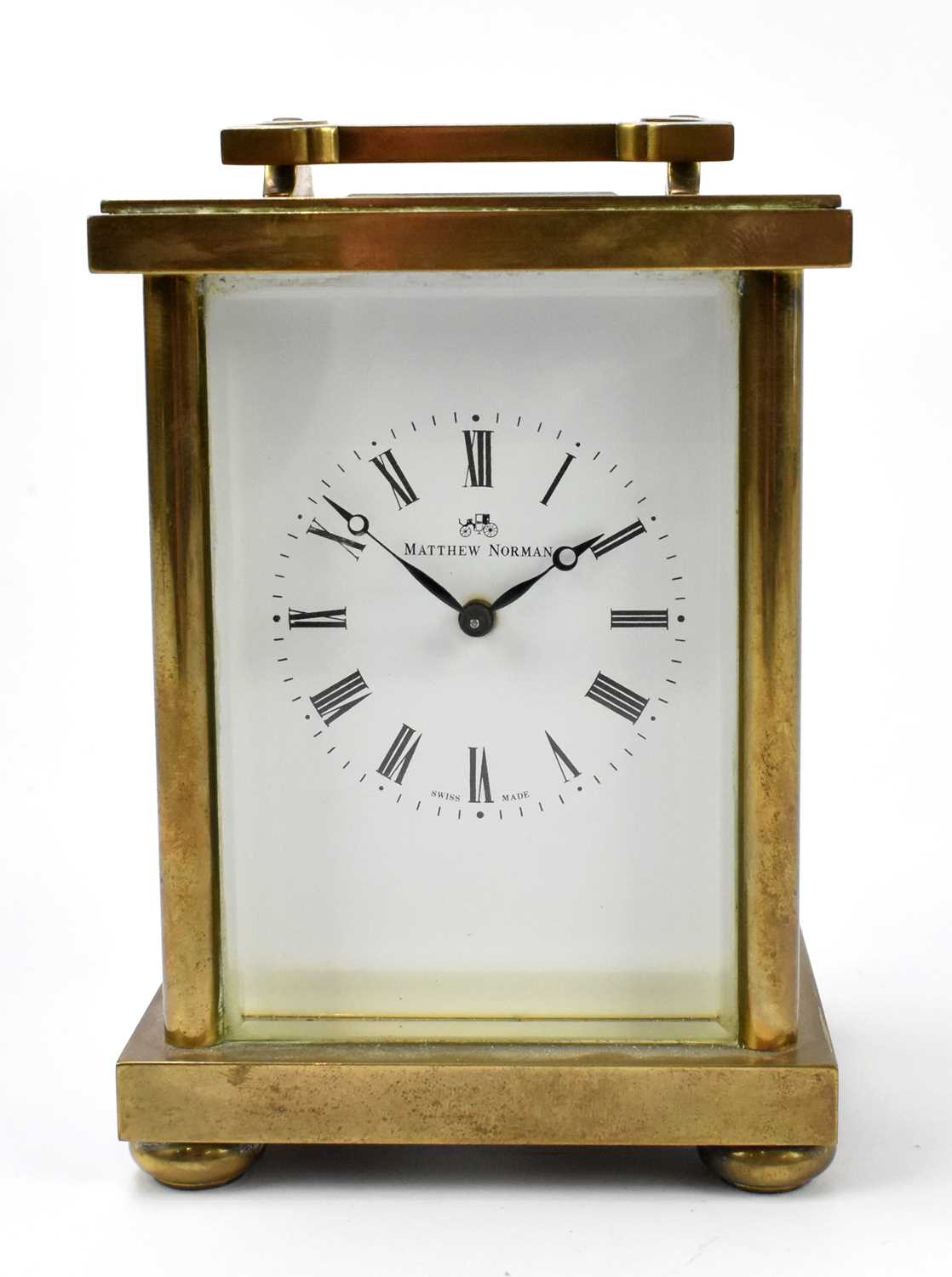 Lot 1460 - MATTHEW NORMAN; a lacquered brass eight day