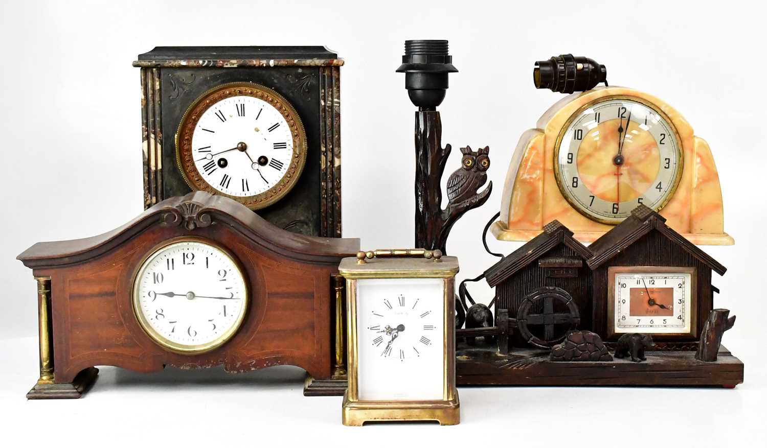 Lot 158 - Four mantel clocks comprising a Victorian