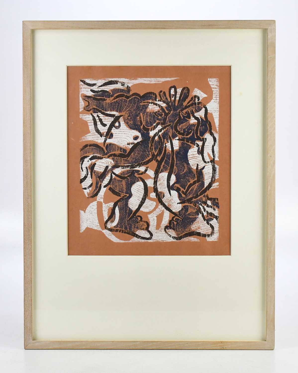 Lot 9 - DAVID GILBERT (1928-2016); woodcut, 'Bacchus