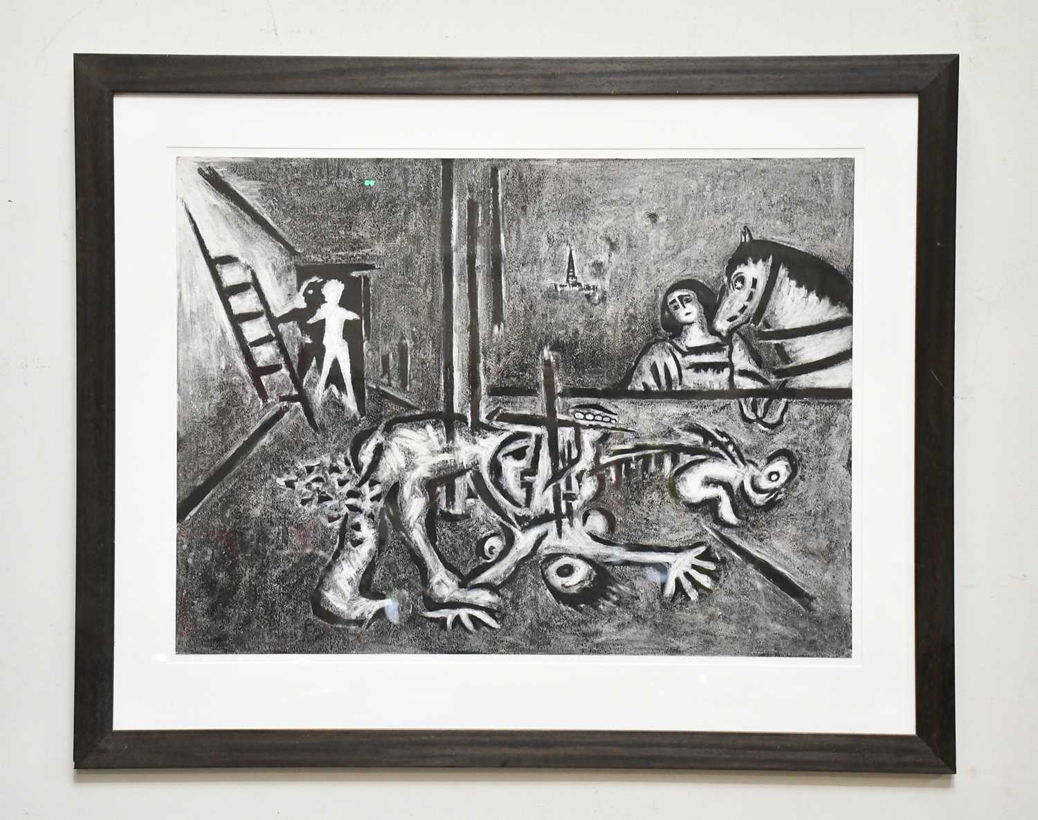 Lot 52 - DAVID GILBERT (1928-2016); charcoal and chalk,
