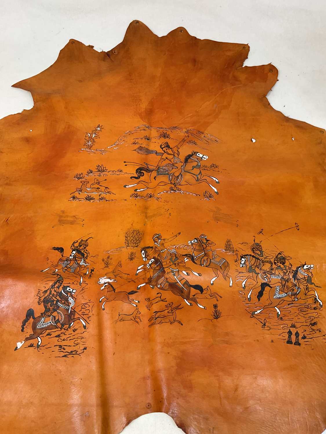 Lot 172 - An unusual Persian hand painted gazelle skin.