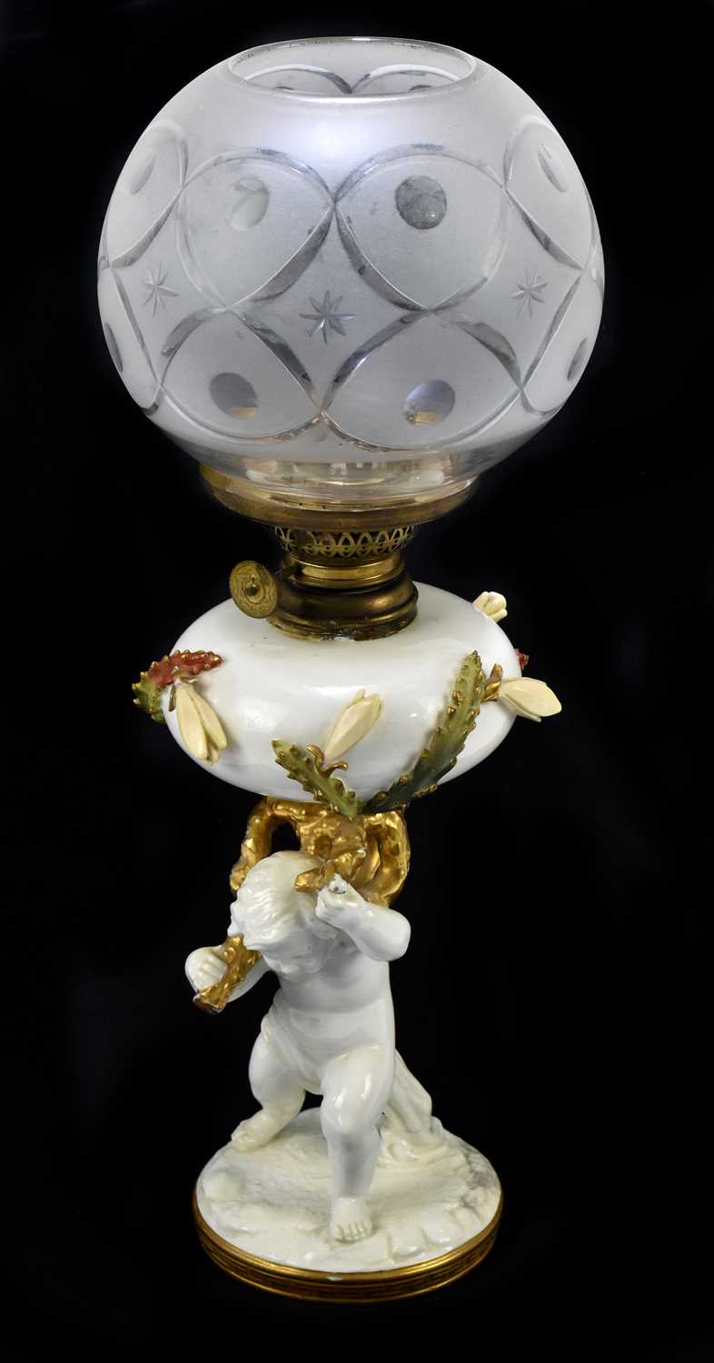 Lot 1539 - MOORE BROS: a 19th century oil lamp