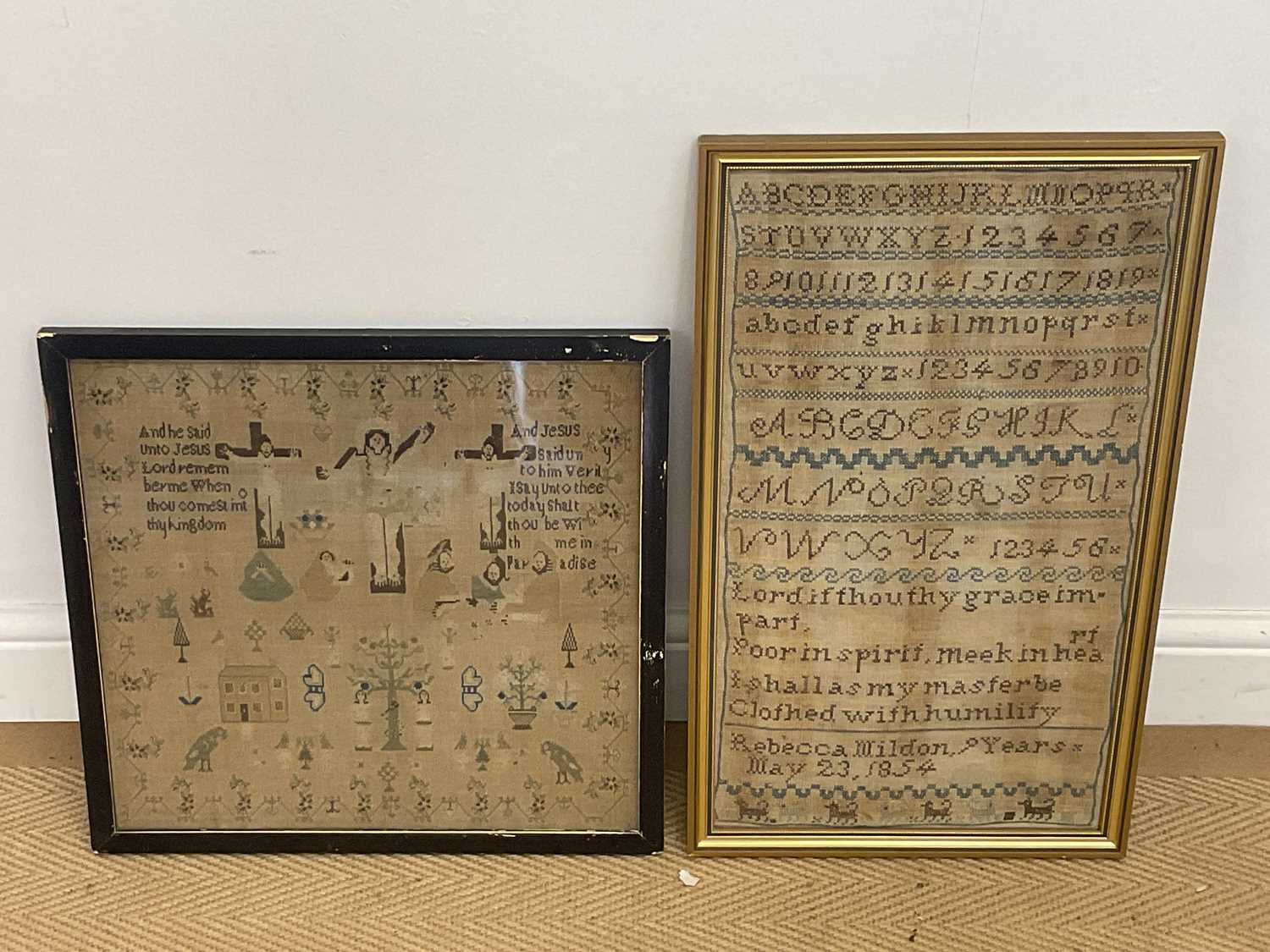 Lot 74 - A mid 19th century alphabet sampler, ‘Rebecca