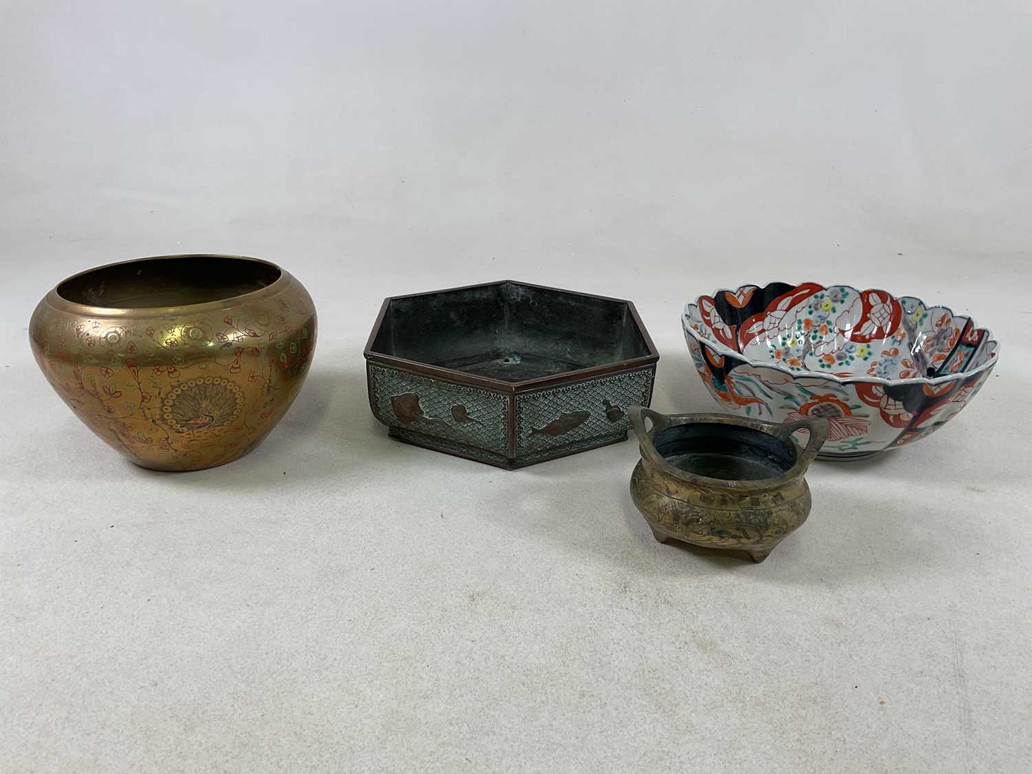 Lot 238 - A 20th century Chinese brass censor,