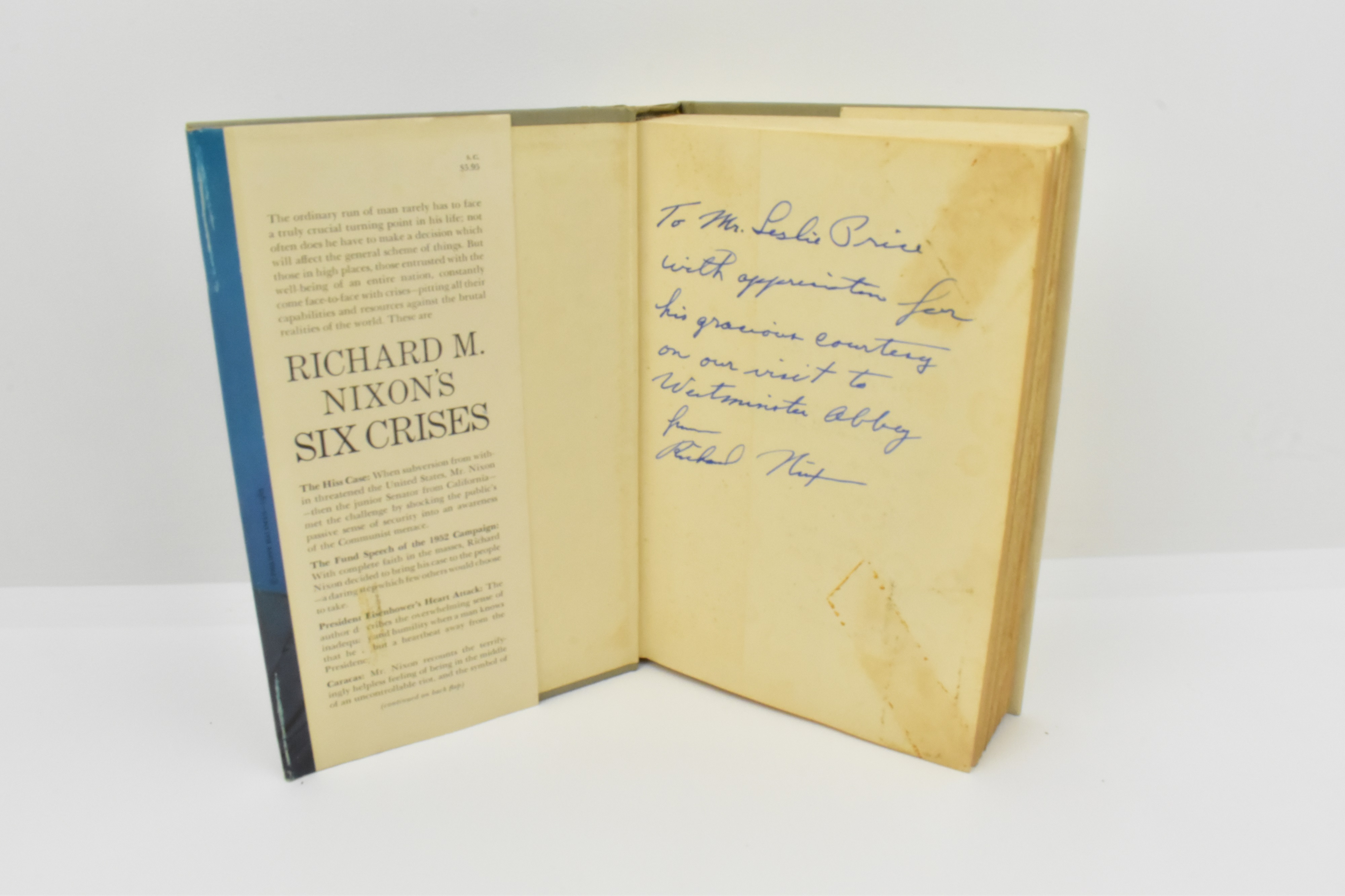 Lot 318 - RICHARD M NIXON; a signed book titled 'Six