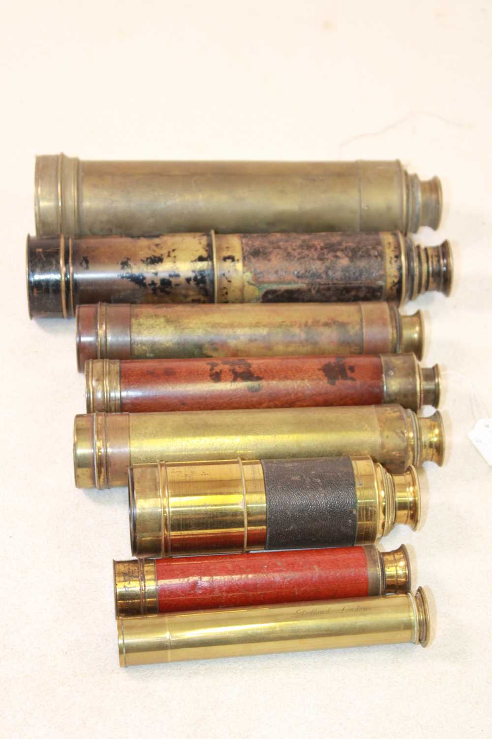 Lot 1093 - Seven various brass mounted telescopes,
