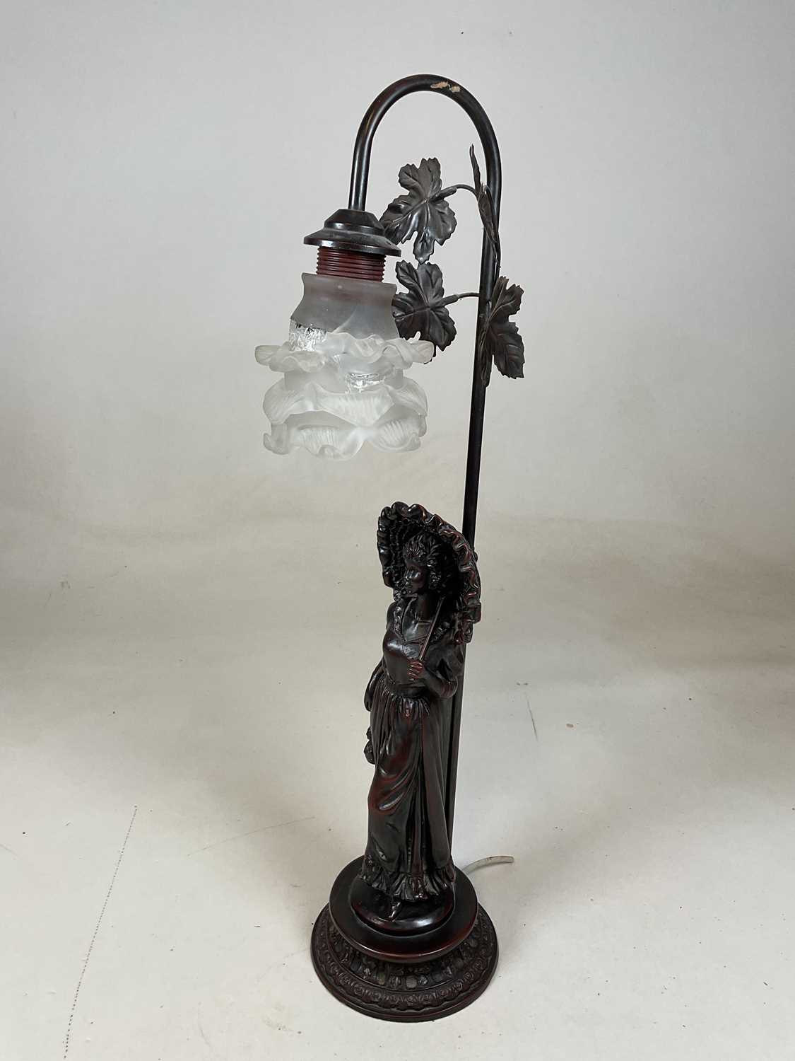 Lot 680 - A modern bronze effect figural table lamp,