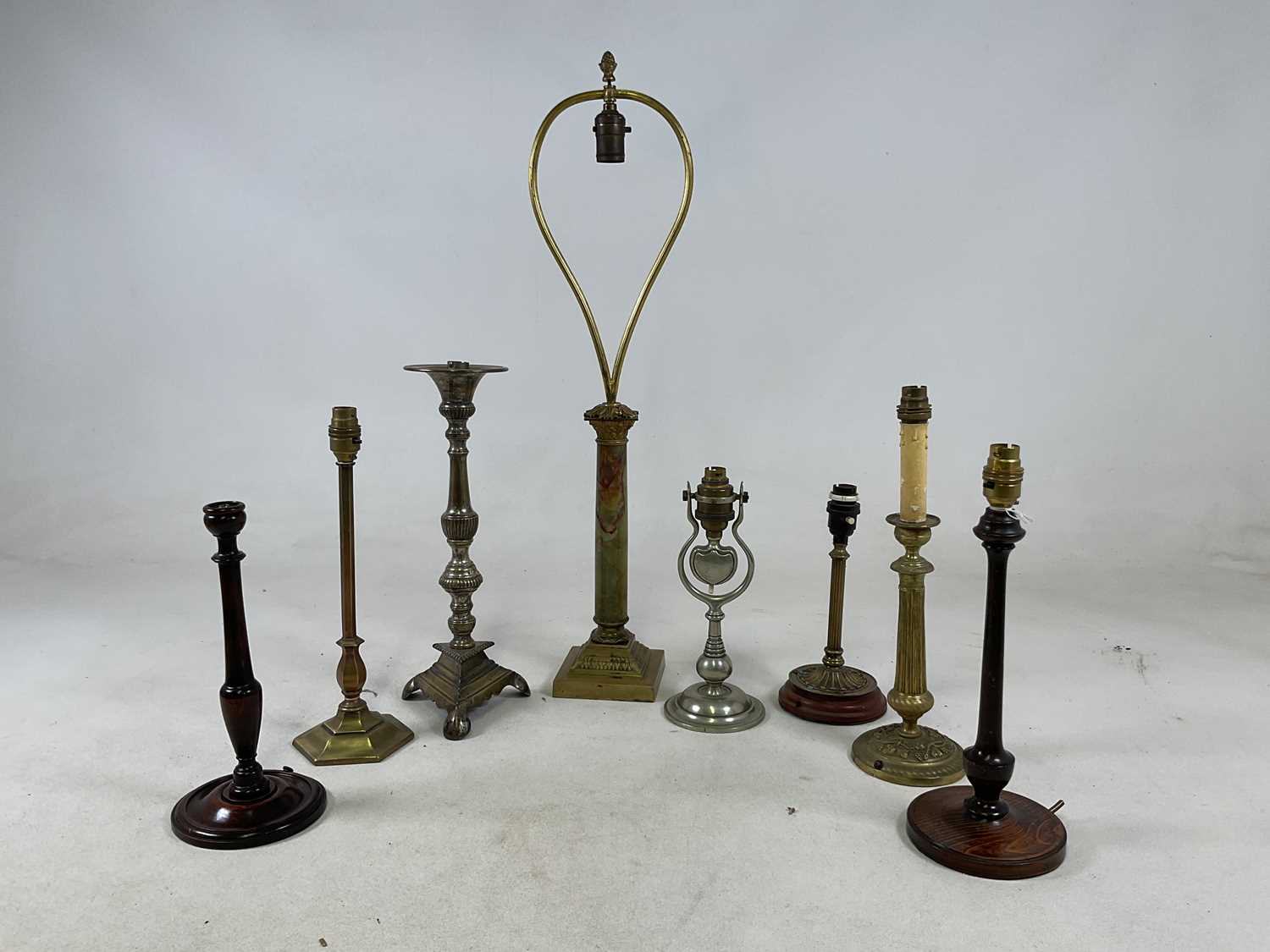 Lot 1216 - An early 20th century nickel plated lamp