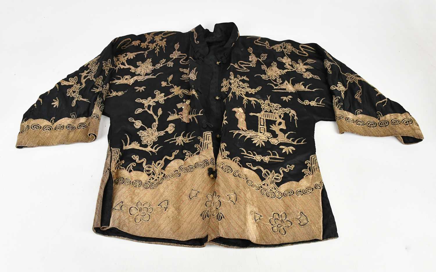 Lot 8 - A Japanese silk jacket, with gilt embroidery