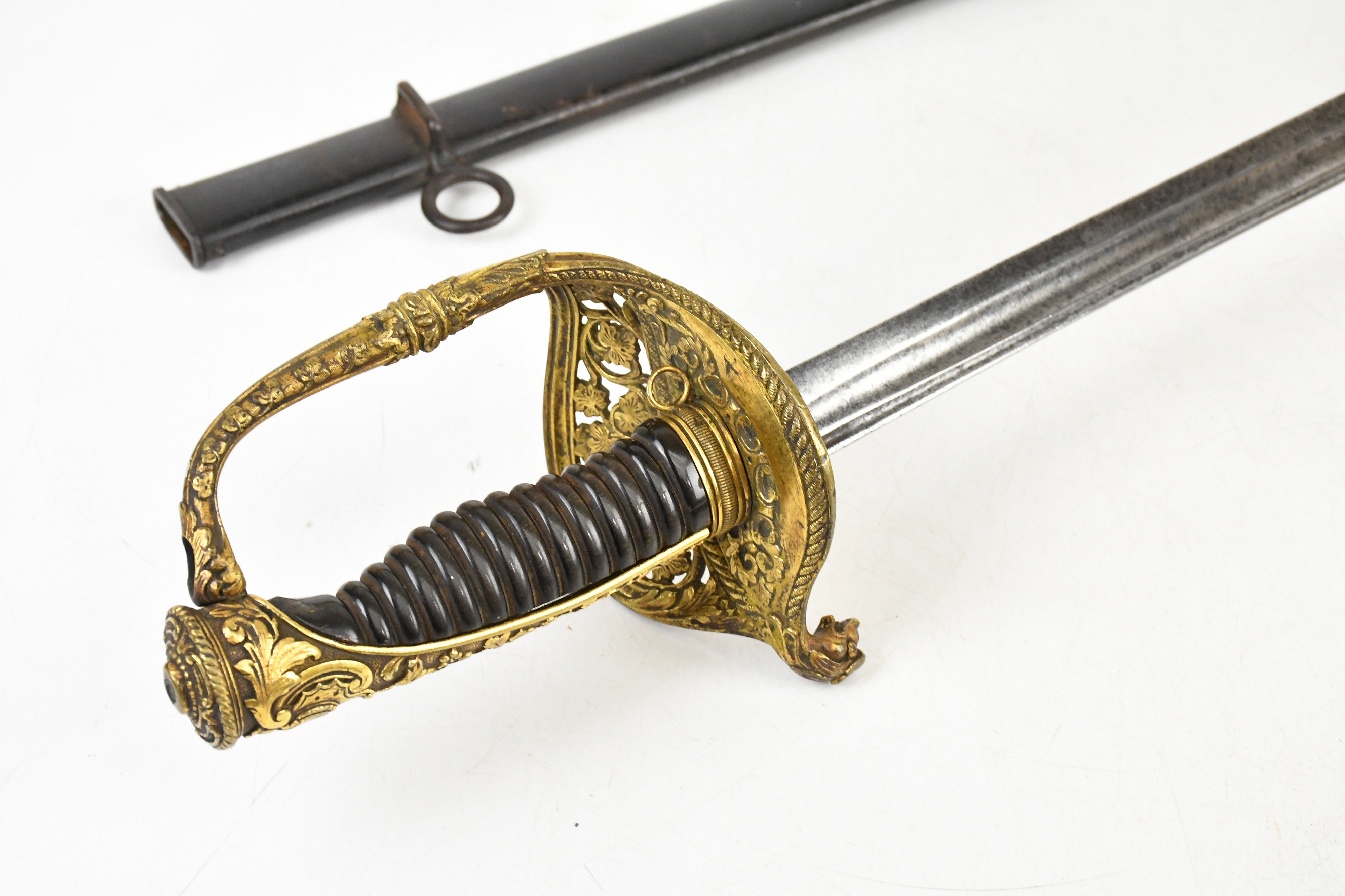 Lot 1347 - A 19th century naval officer's sword, with