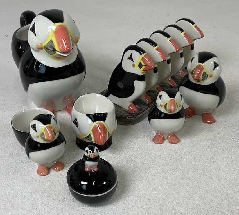 Lot 238 - QUAIL; puffins, to include jug, toast rack,