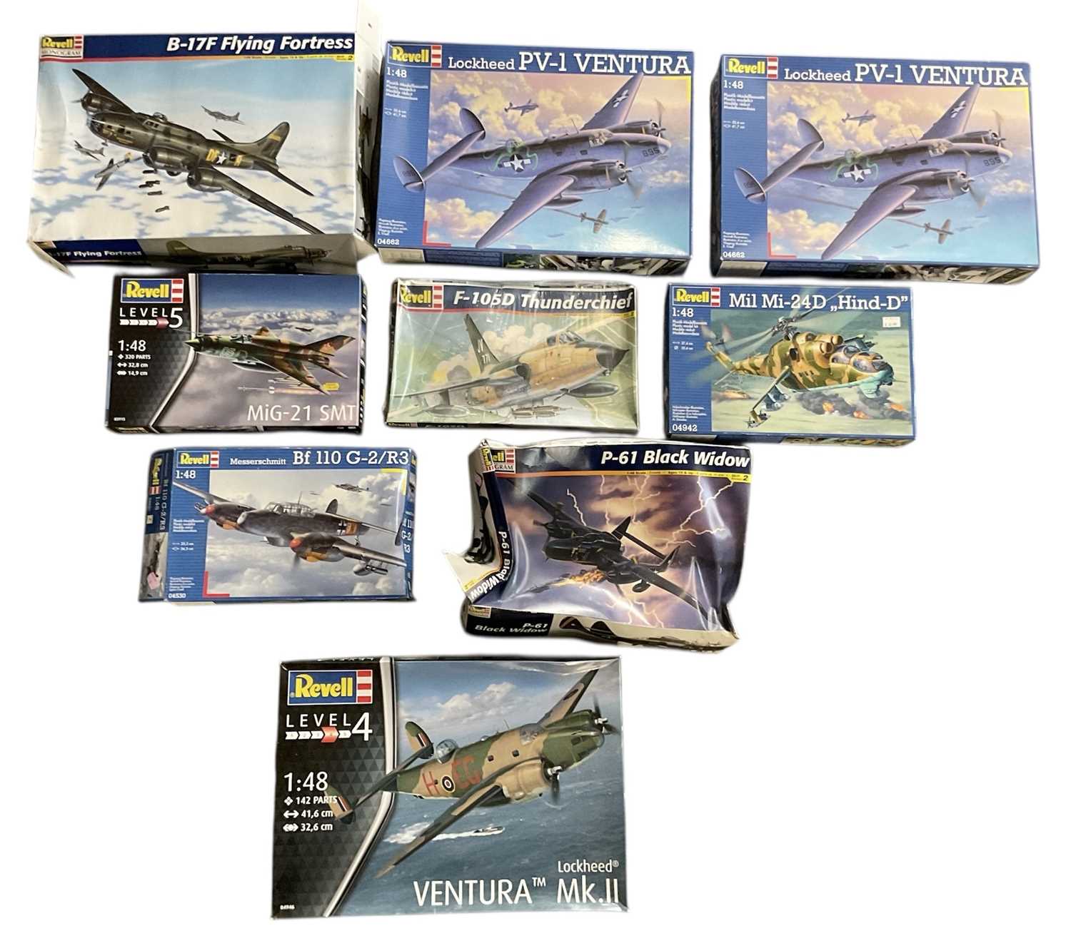 Lot 509 - REVELL; nine 1:48 scale model fighter plane