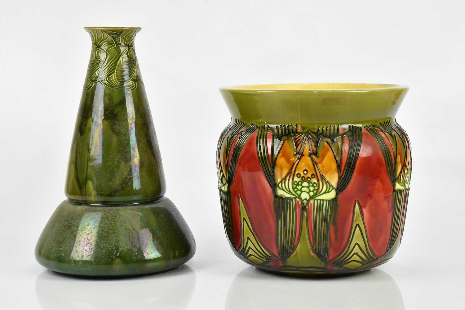 Lot 462 - MINTON; a Secessionist range green glazed