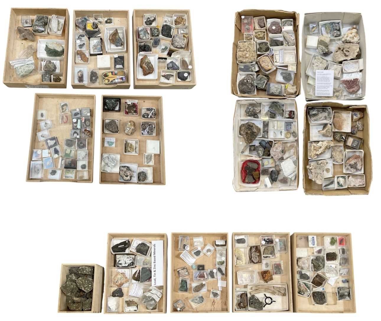 Lot 234 - GEOLOGY/MINERALOGY; five wooden trays