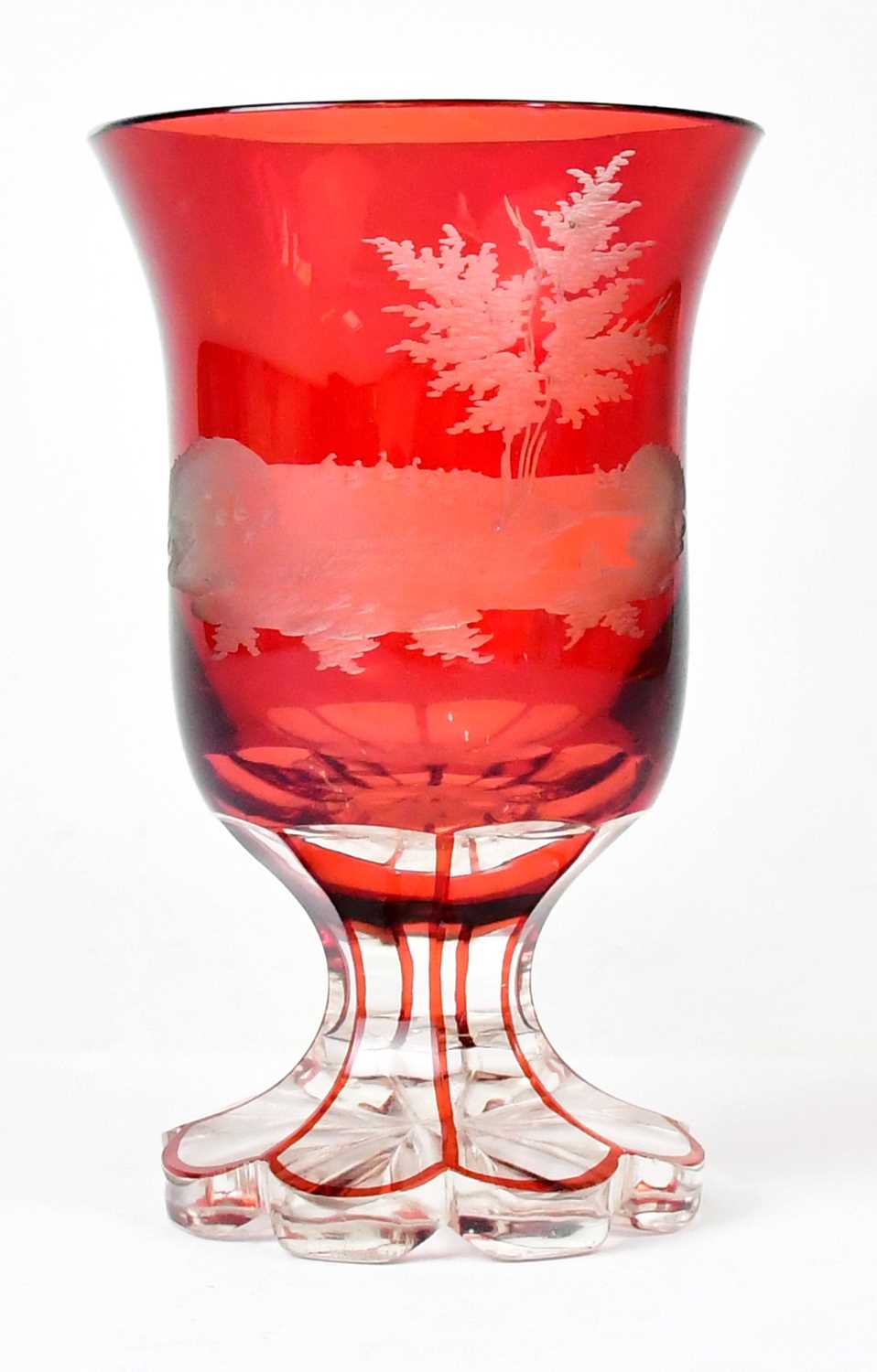 Lot 220 - A 19th century Bohemian ruby glass vase